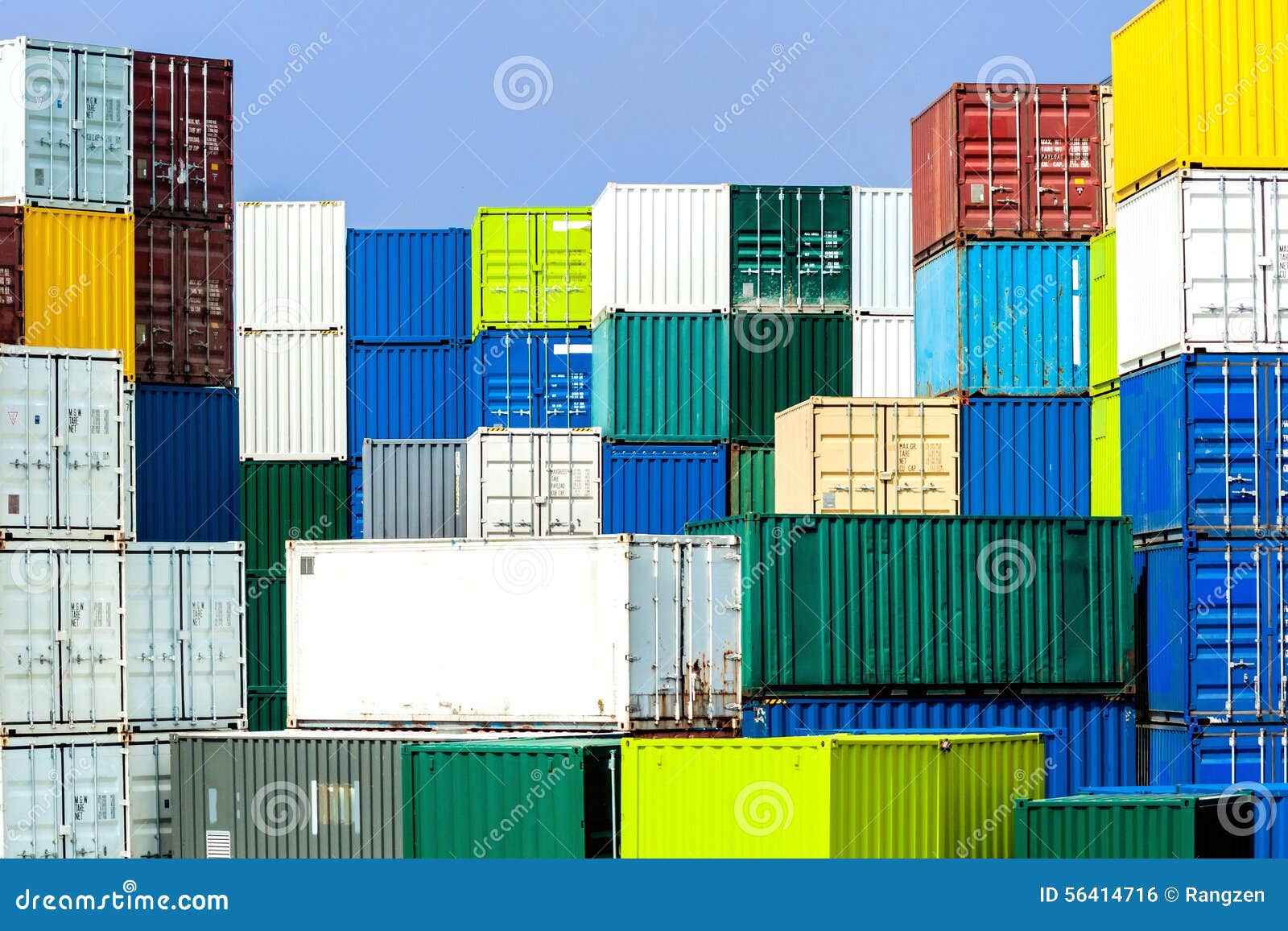 Shipping Container Stack in Diverse, Harmonious Colors Stock Photo ...
