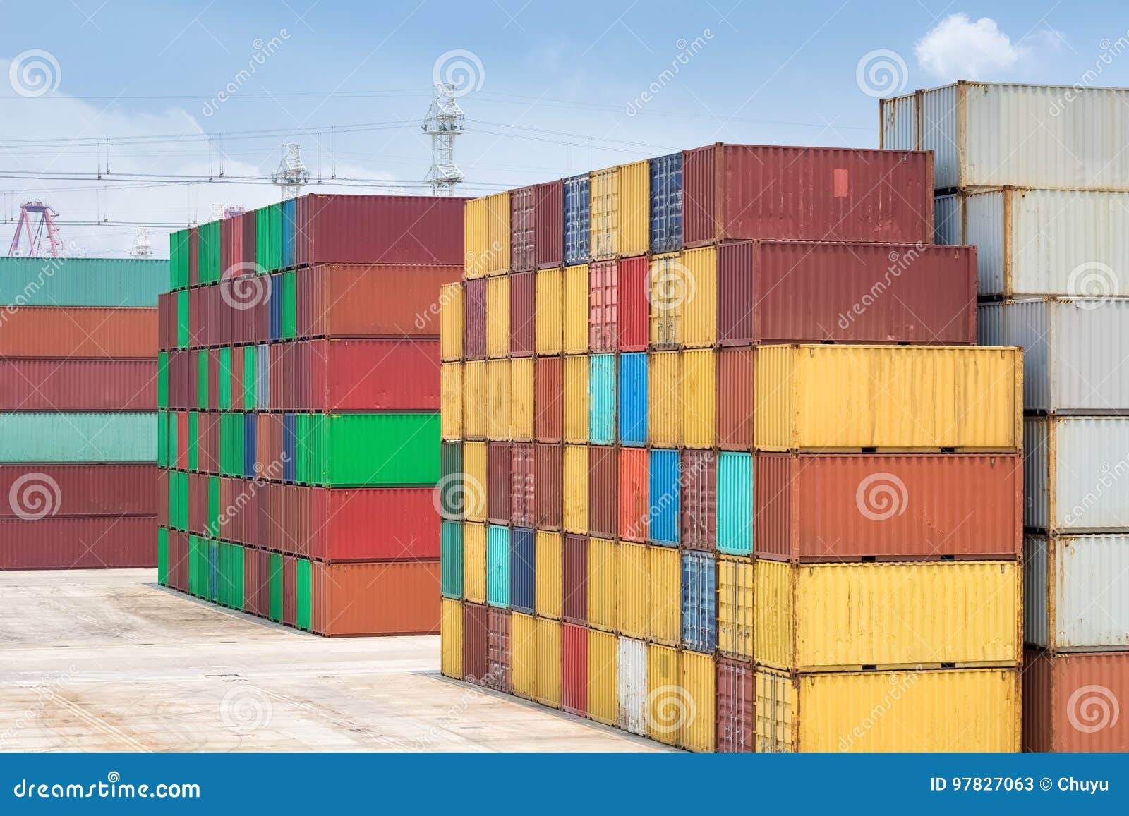 Shipping Container Stack Yard Stock Image - Image of modern, transport ...