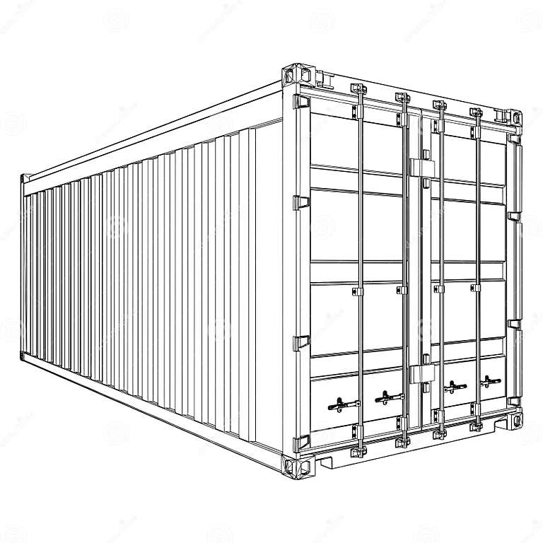 Shipping Container Vector. Illustration Isolated on White. Stock Vector ...