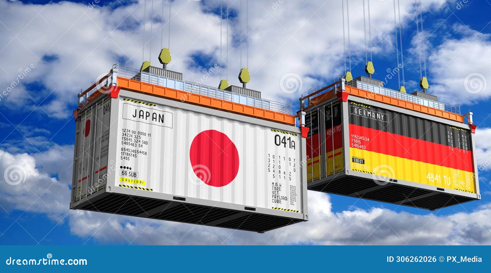 Shipping Containers with Flags of Japan and Germany Stock Illustration ...
