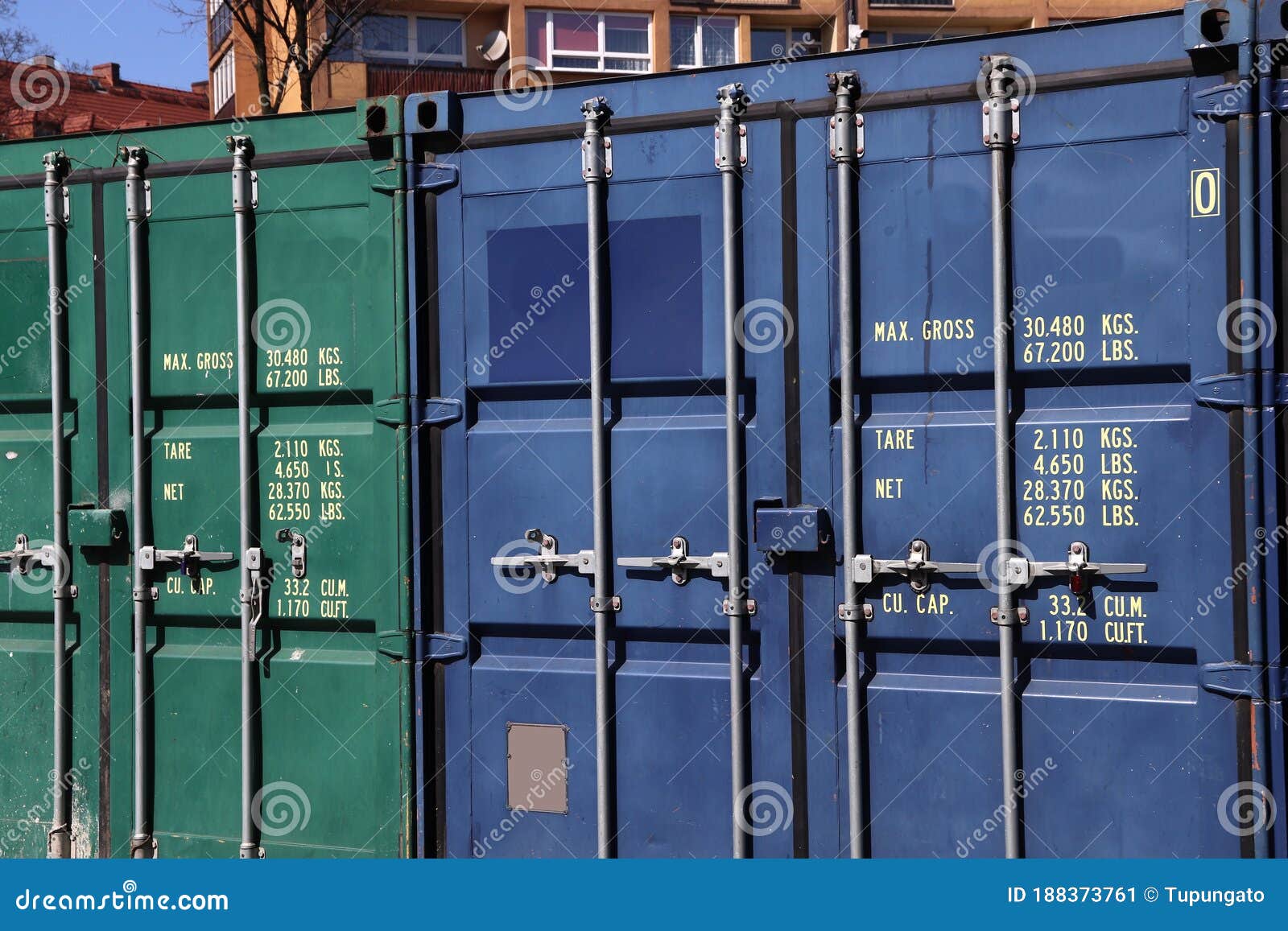 Shipping containers stock image. Image of door, industry - 188373761