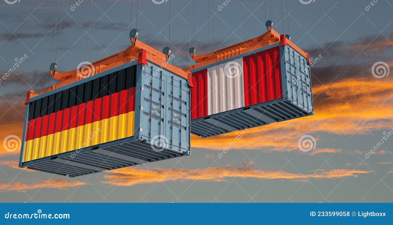 Shipping Containers with German and Peru National Flag. Stock ...
