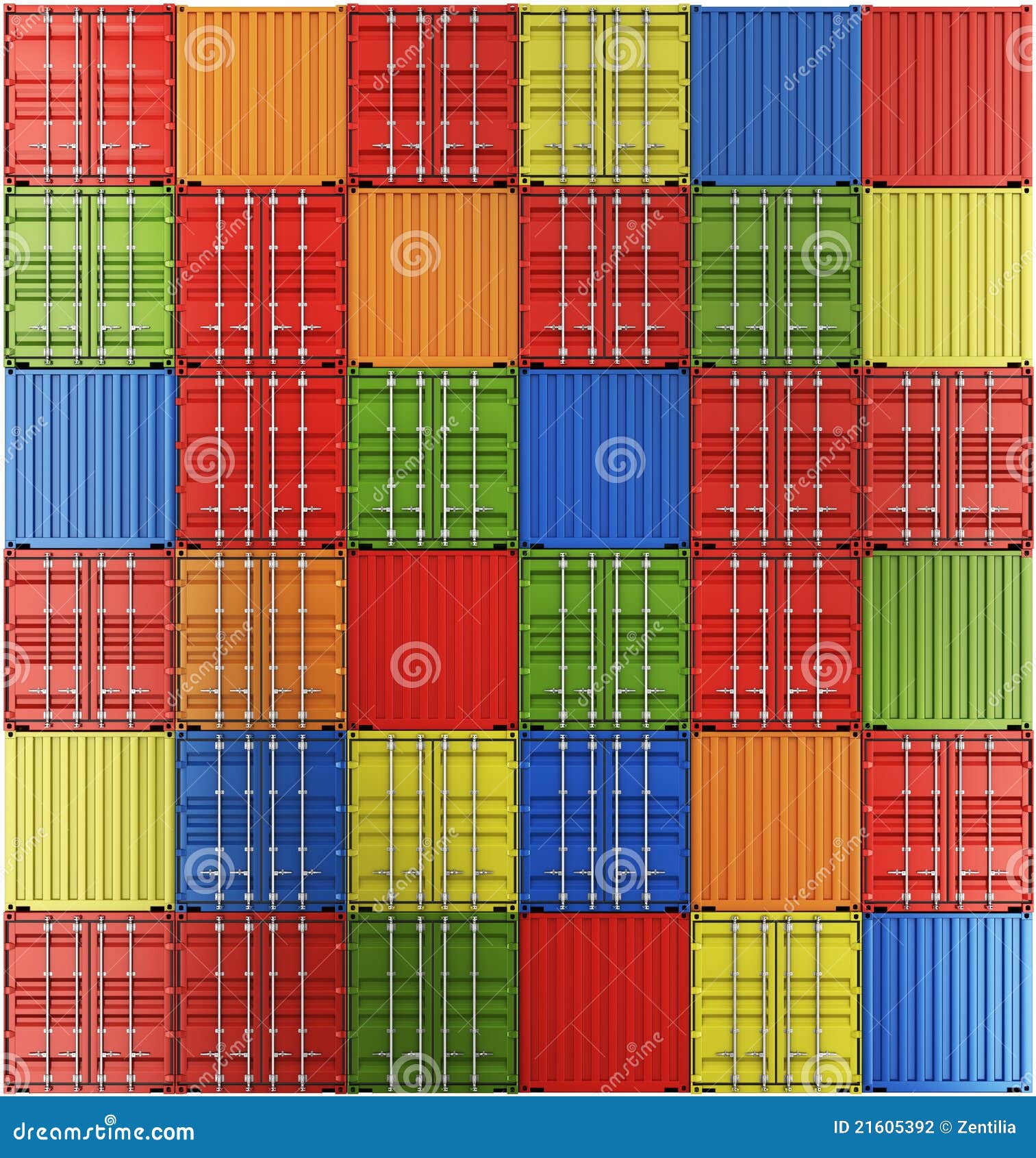 Shipping Containers in a Grid Stock Illustration - Illustration of ...