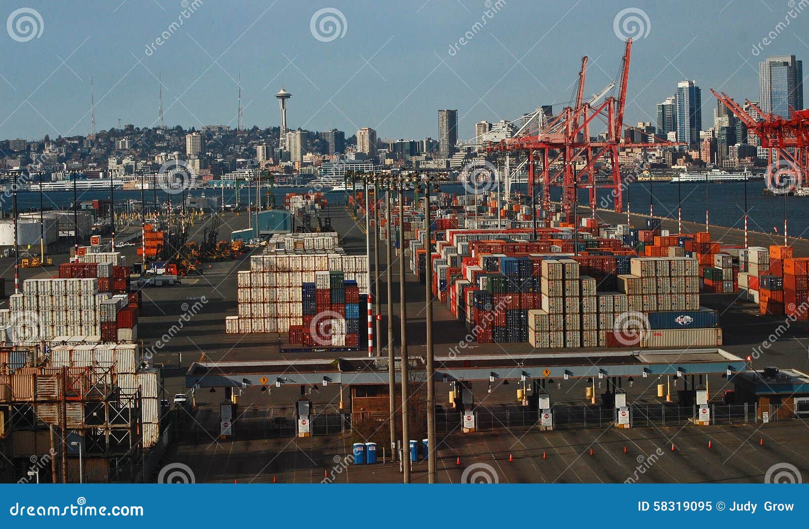 Shipping Containers on Harbor Island Editorial Image - Image of ...