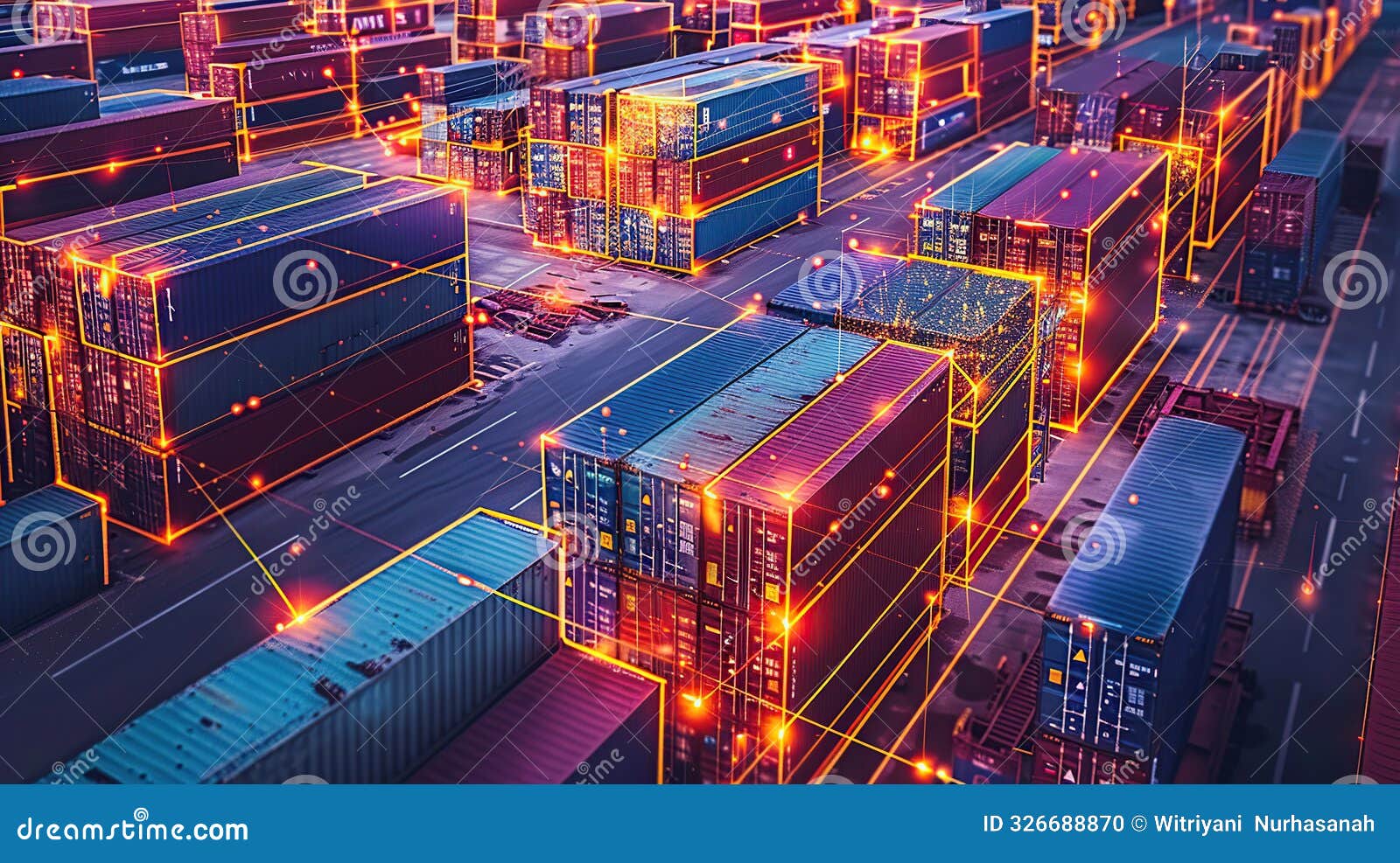 Shipping Containers and Networked Connections Stock Illustration ...