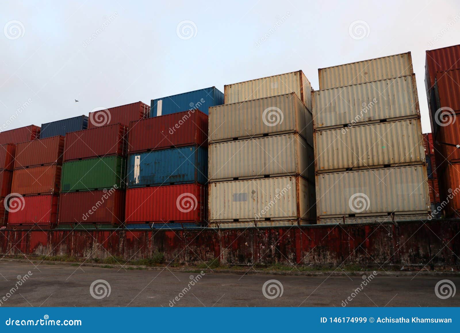 Shipping Containers Placed As Layered in the Storage. Stock Image ...