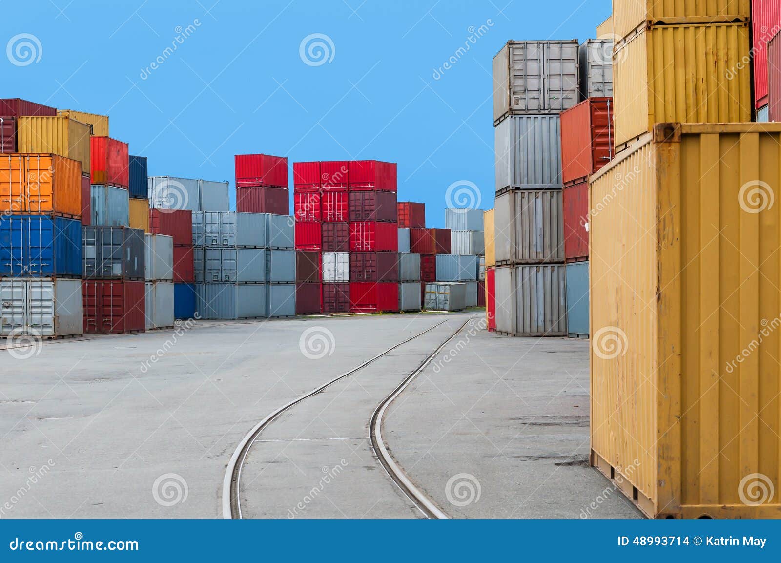 Shipping Containers and Railtracks Stock Photo - Image of means, rails ...