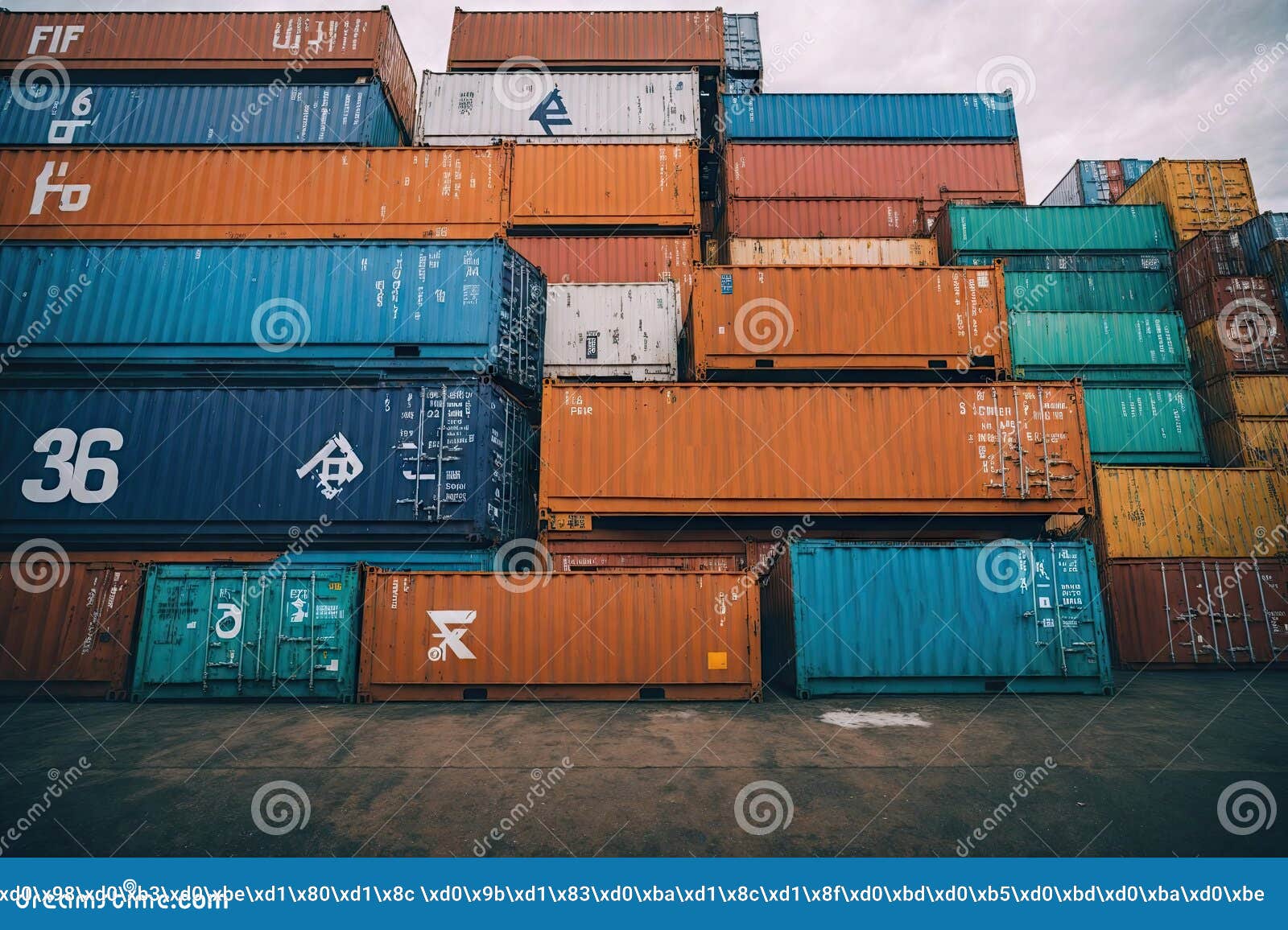 Shipping Containers Side by Side and Stacker. Ai Generative Stock ...