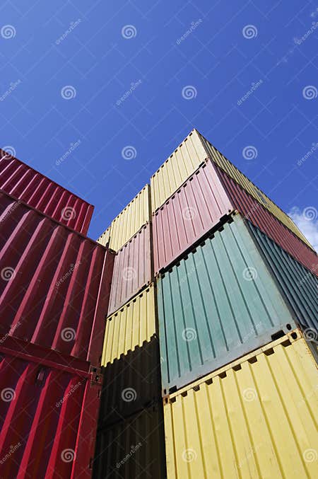 Shipping Containers and Sky Stock Photo - Image of stacks, export: 2484336