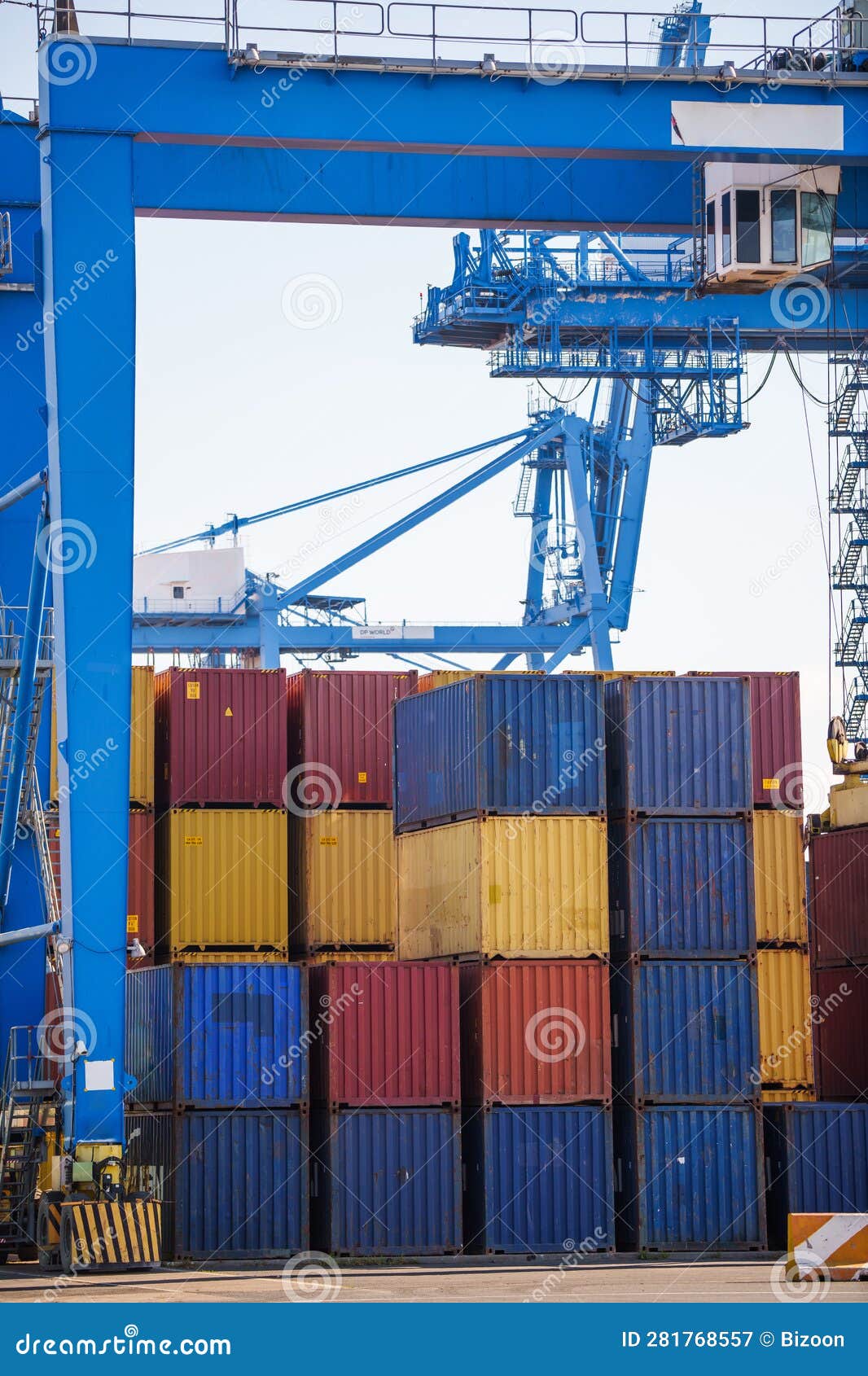 Shipping Containers Stacked Stock Image - Image of large, shipping ...