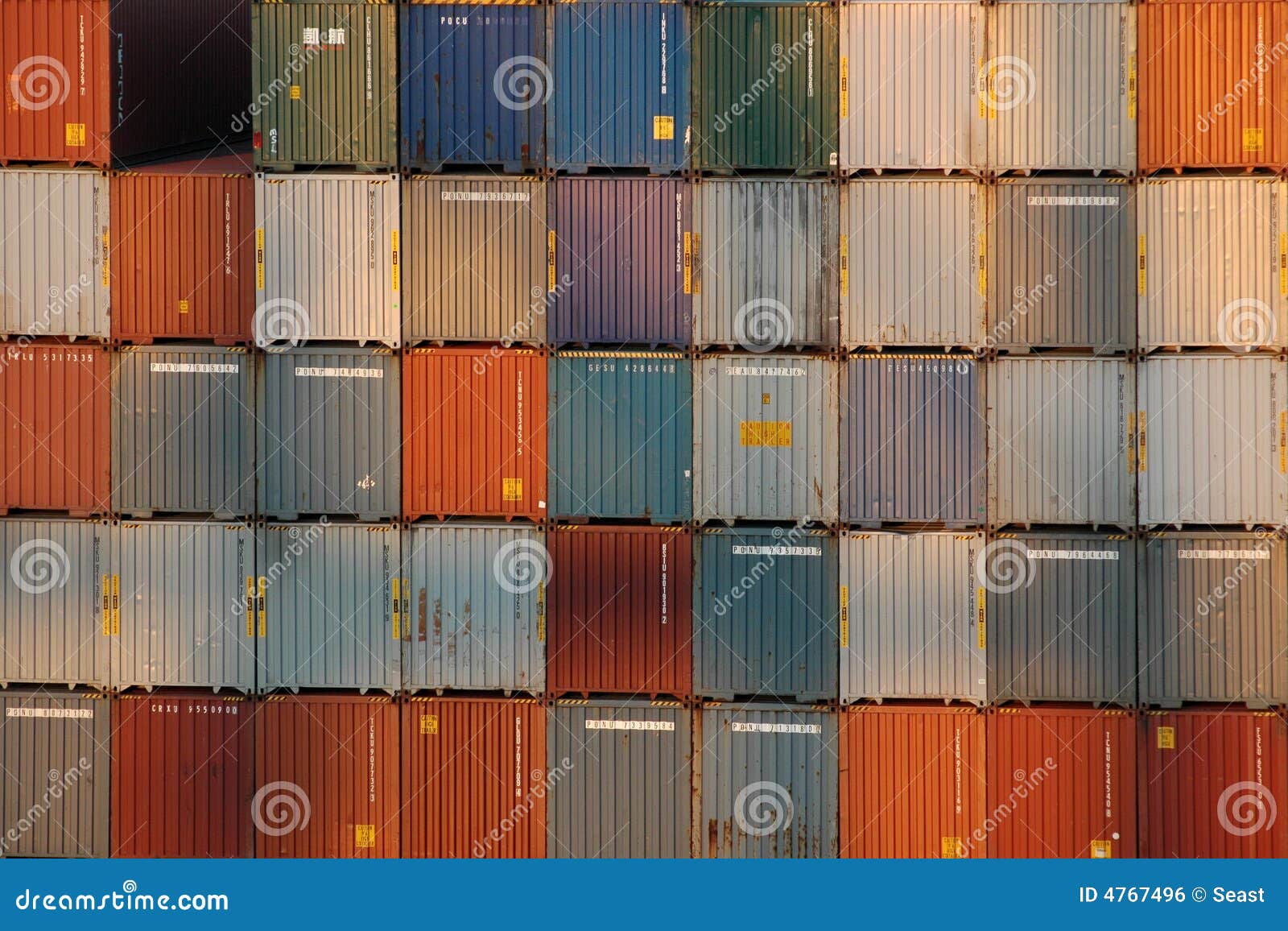 Shipping Containers Stacked High Stock Photo - Image of container, port ...