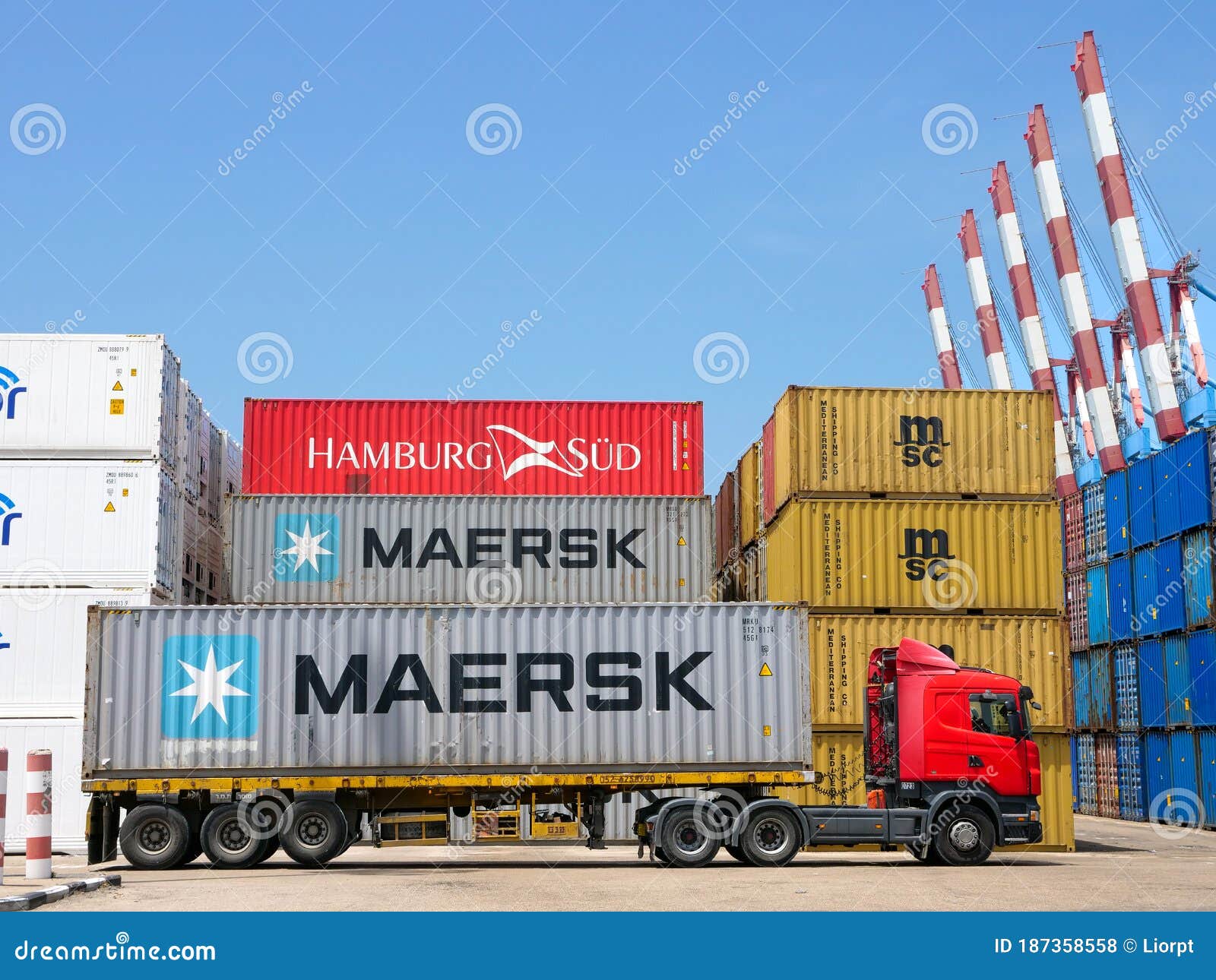 Shipping Containers Stacked at a Holding Platform. Editorial Stock ...