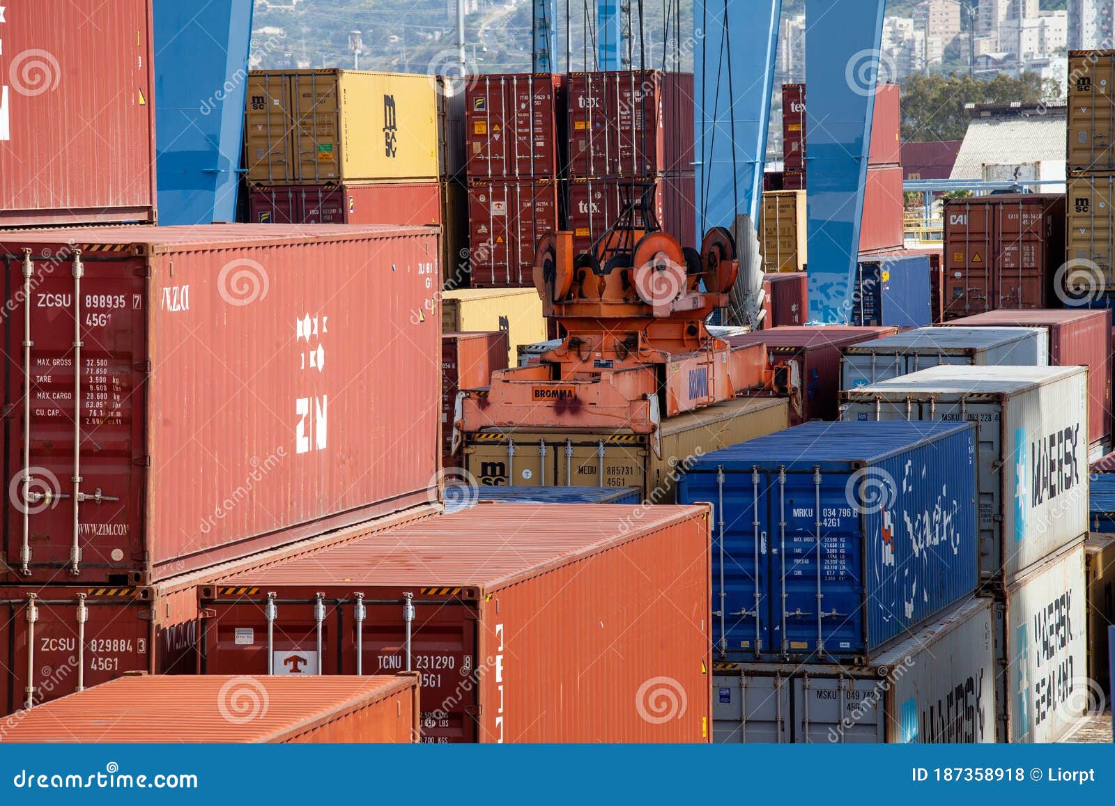 Shipping Containers Stacked at a Holding Platform. Editorial Stock ...
