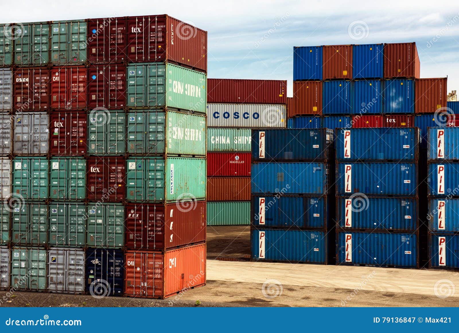 Shipping Containers Stacked At Transport Centre Editorial Photo ... Shipping Containers Stacked At Transport Centre Editorial Photo ...