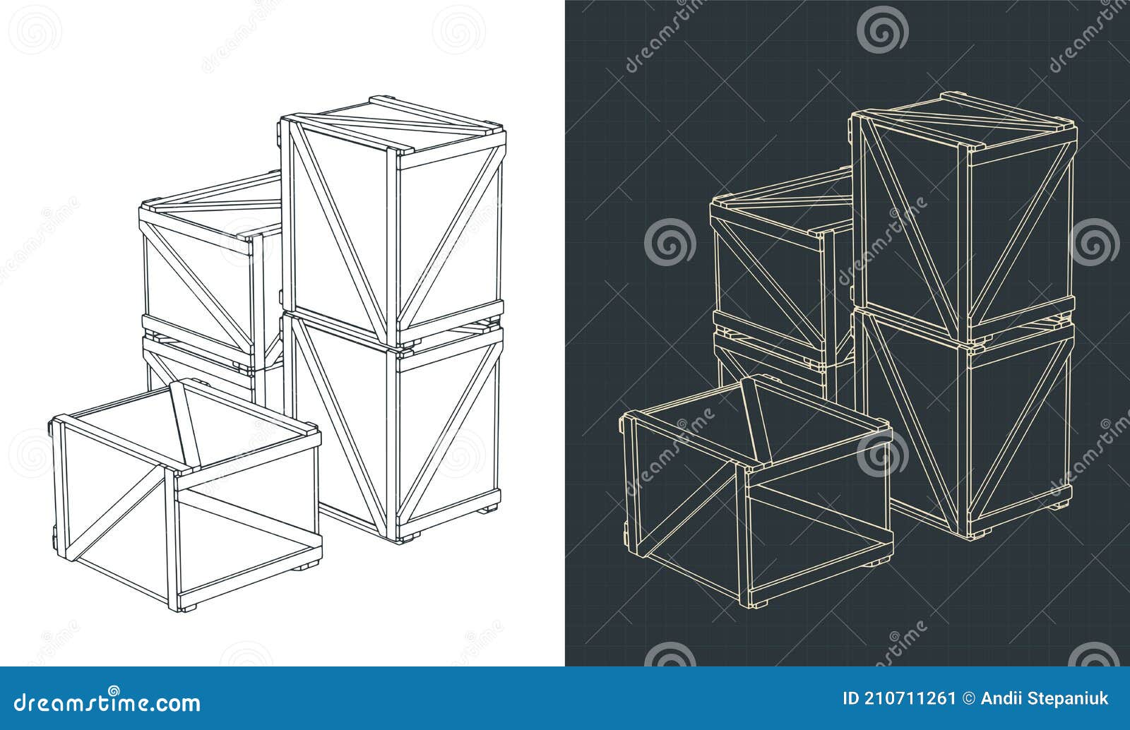 Shipping crates sketches stock vector. Illustration of export - 210711261