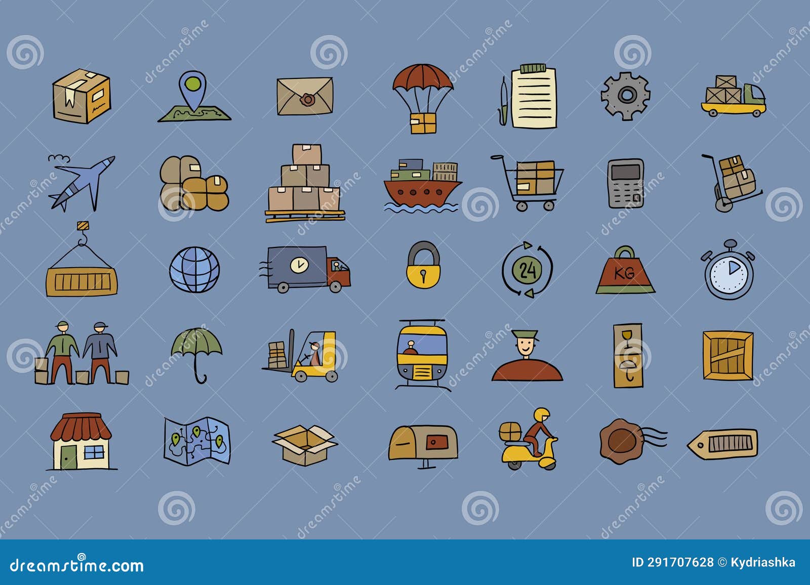 Shipping and Delivery Icons Set in Flat Style for Your Design. for ...