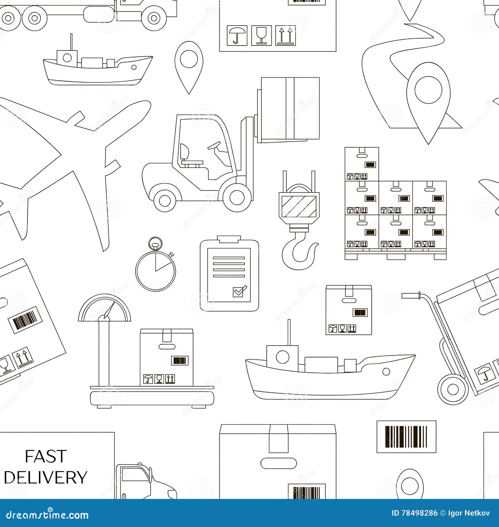 Shipping and Delivery Icons Set Pattern Stock Vector - Illustration of ...