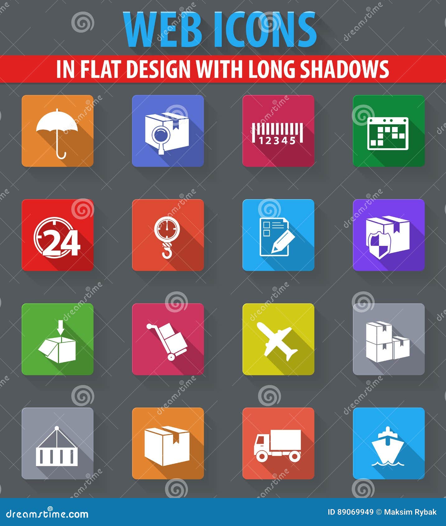 Shipping and Delivery Icons Set Stock Vector - Illustration of truck ...