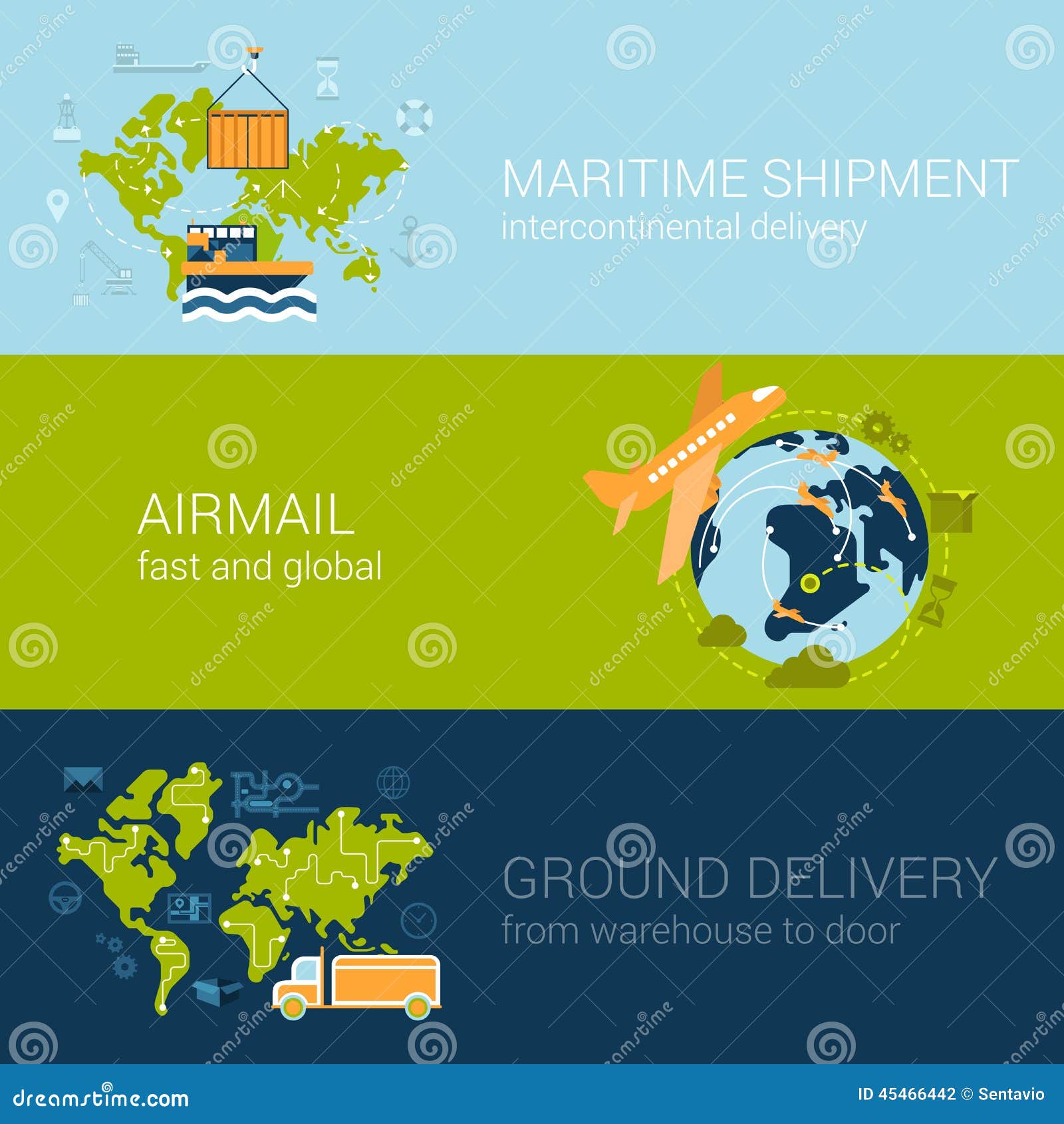 Shipping Delivery Types Concept Flat Web Template Infographics Stock ...