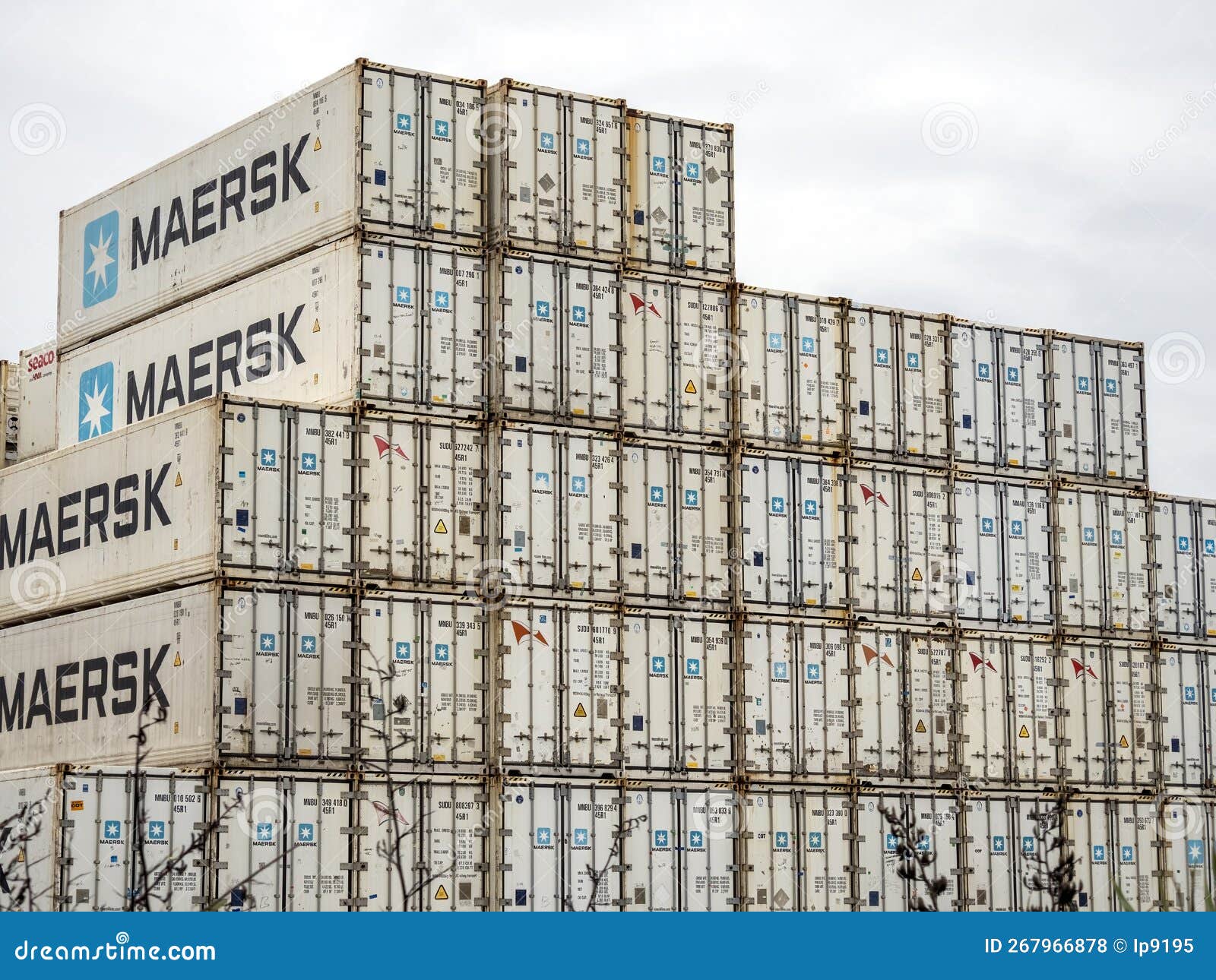 Shipping Depot Yard with White Containers Editorial Stock Photo - Image ...