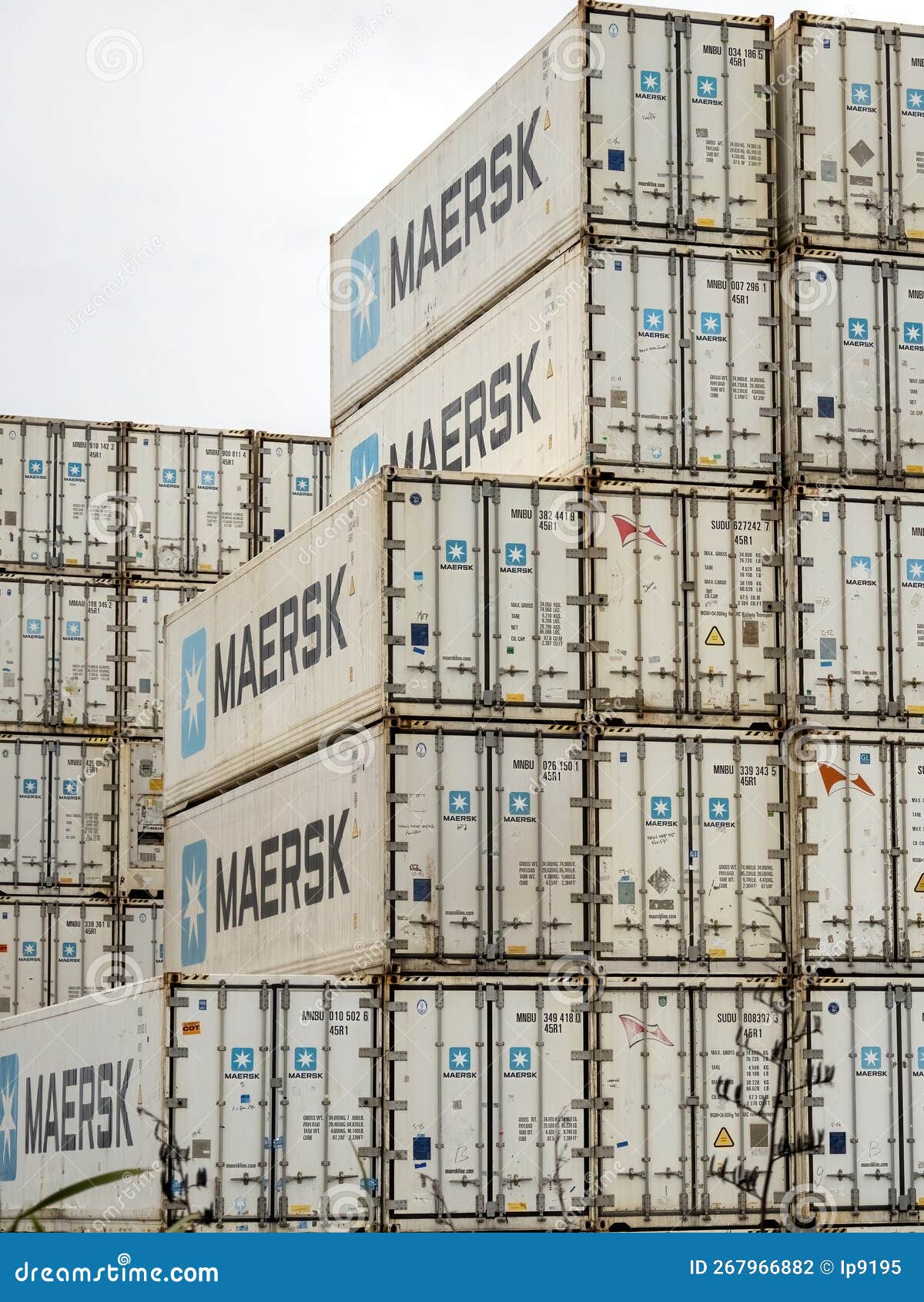 Shipping Depot Yard with White Containers Editorial Photography - Image ...