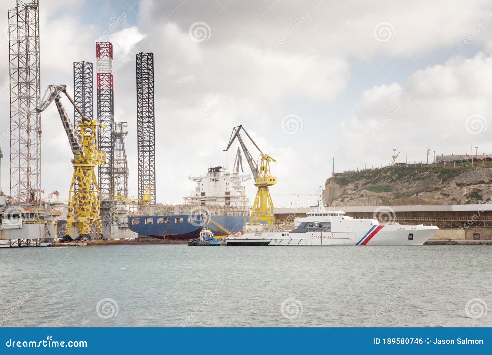 Shipping dockyard in malta stock photo. Image of historic - 189580746