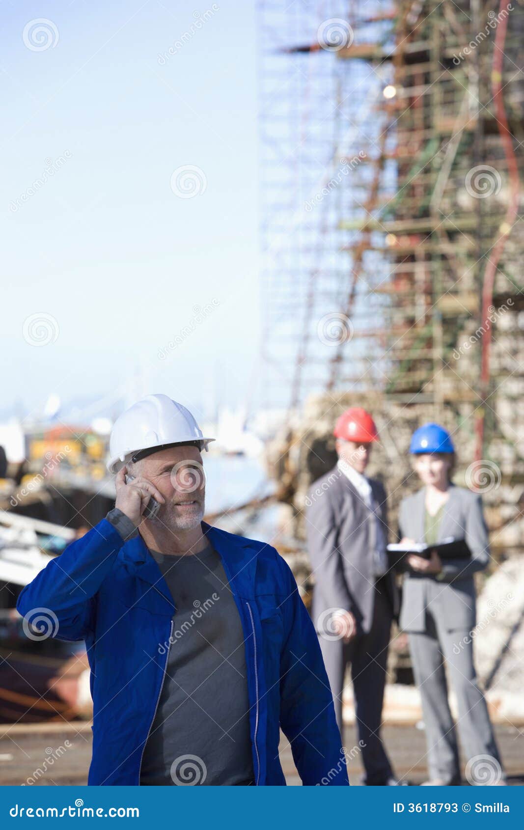 A Shipping Engineer Talking on Phone Stock Image - Image of control ...