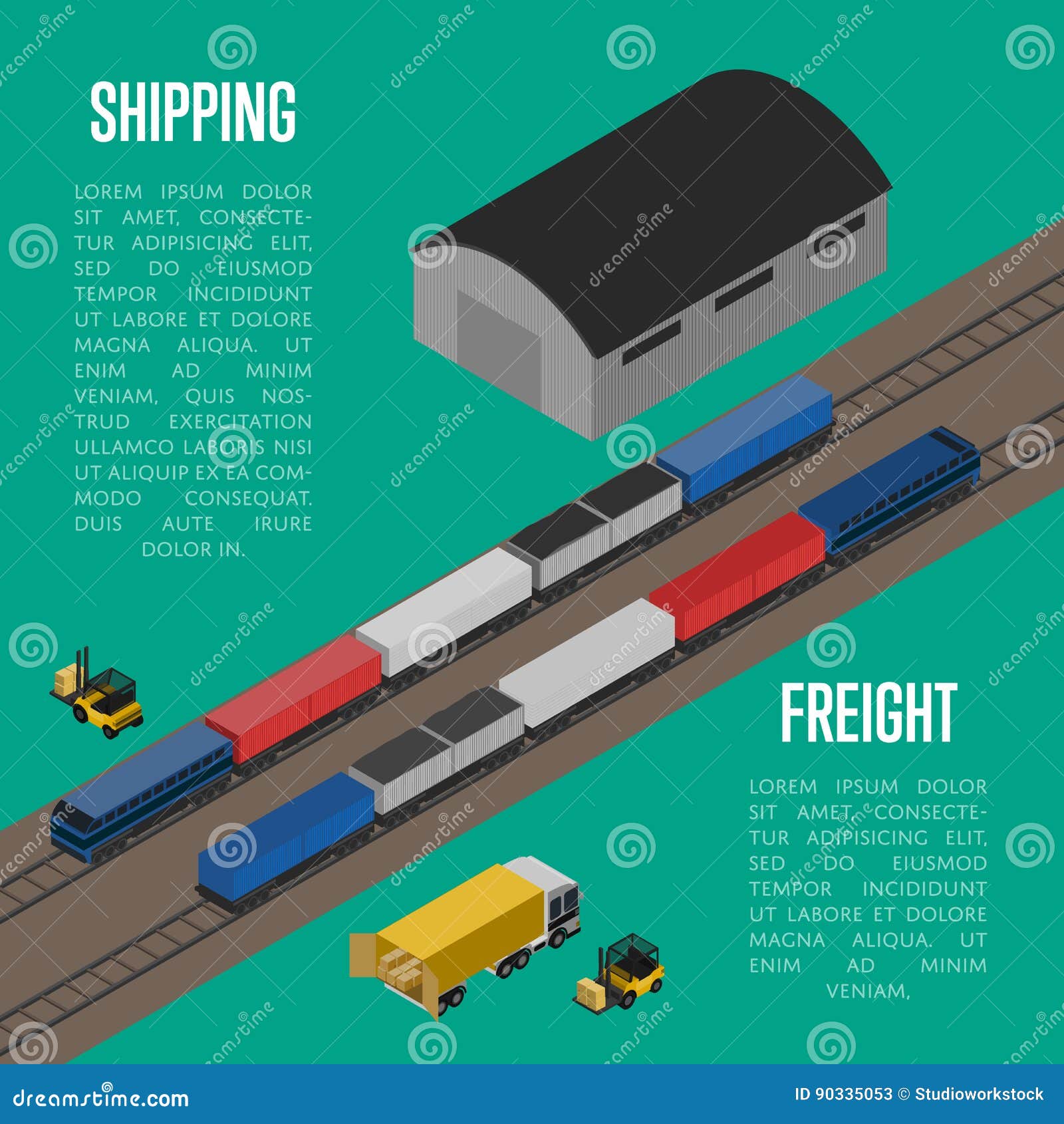 Shipping Freight Isometric Banner Stock Vector - Illustration of ...