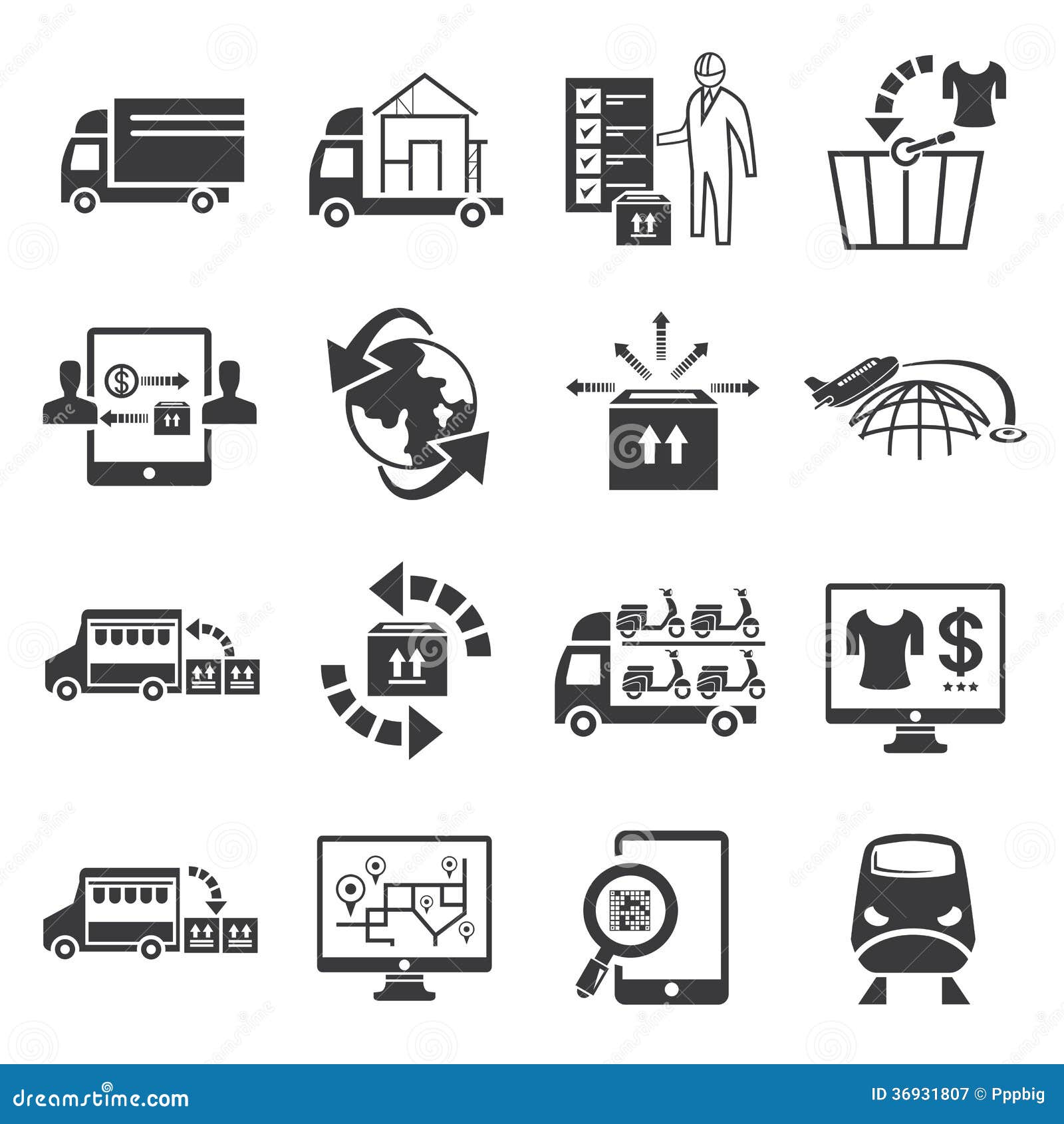 Shipping icons stock illustration. Illustration of convey - 36931807