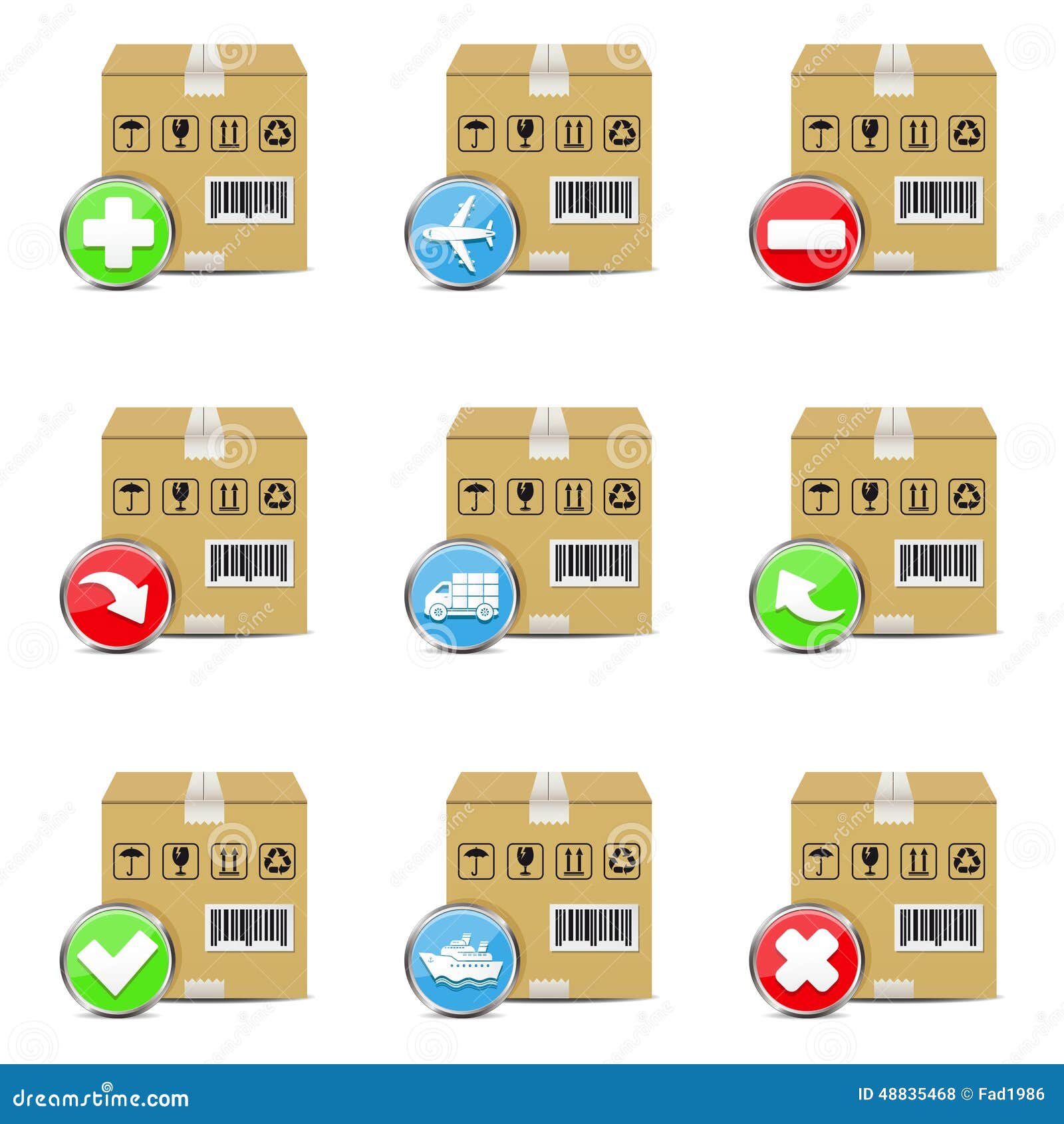 Shipping icons set stock illustration. Illustration of packaging - 48835468