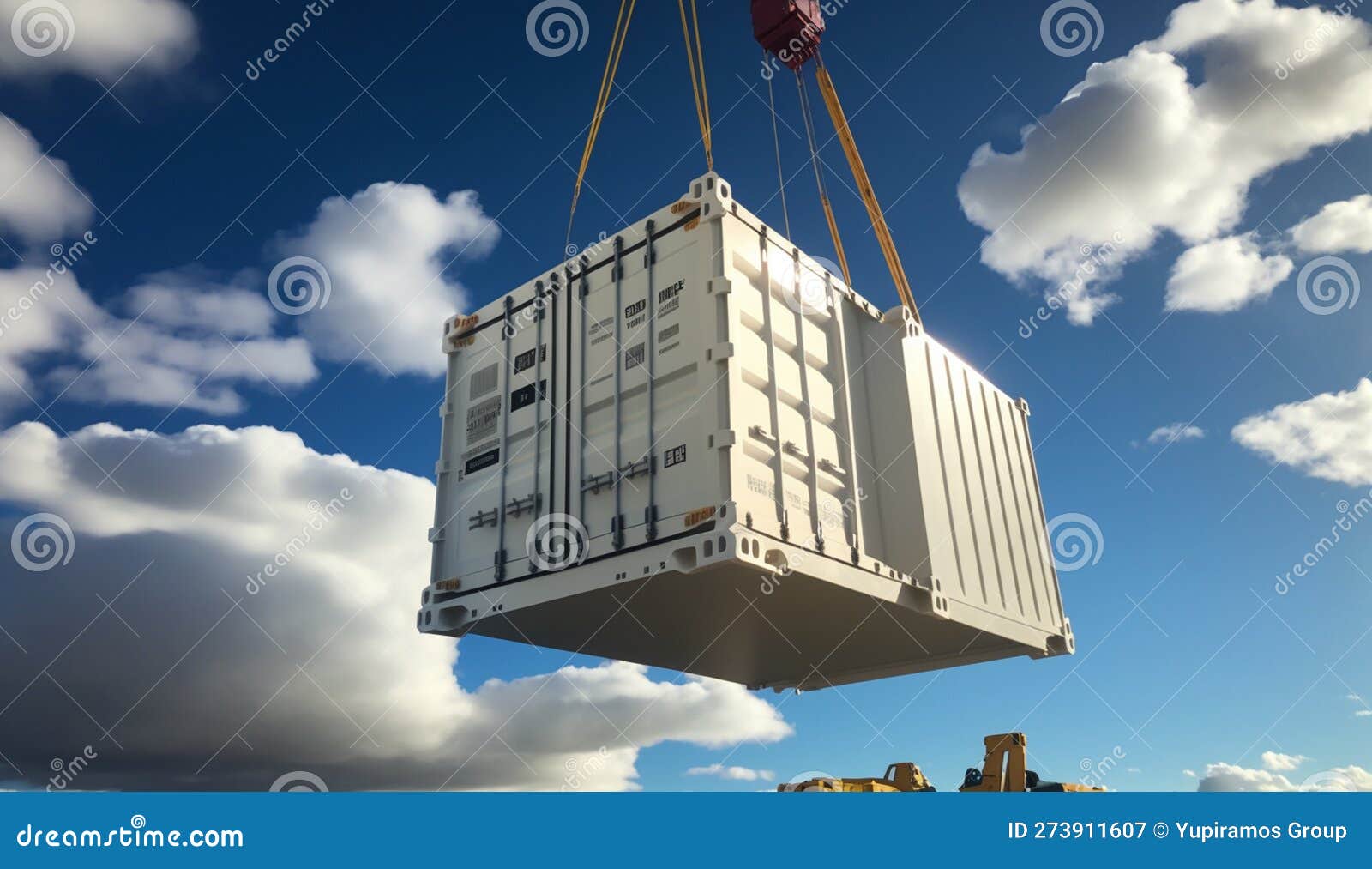 Shipping Industry Crane Loading Cargo Container on Nautical Vessel ...
