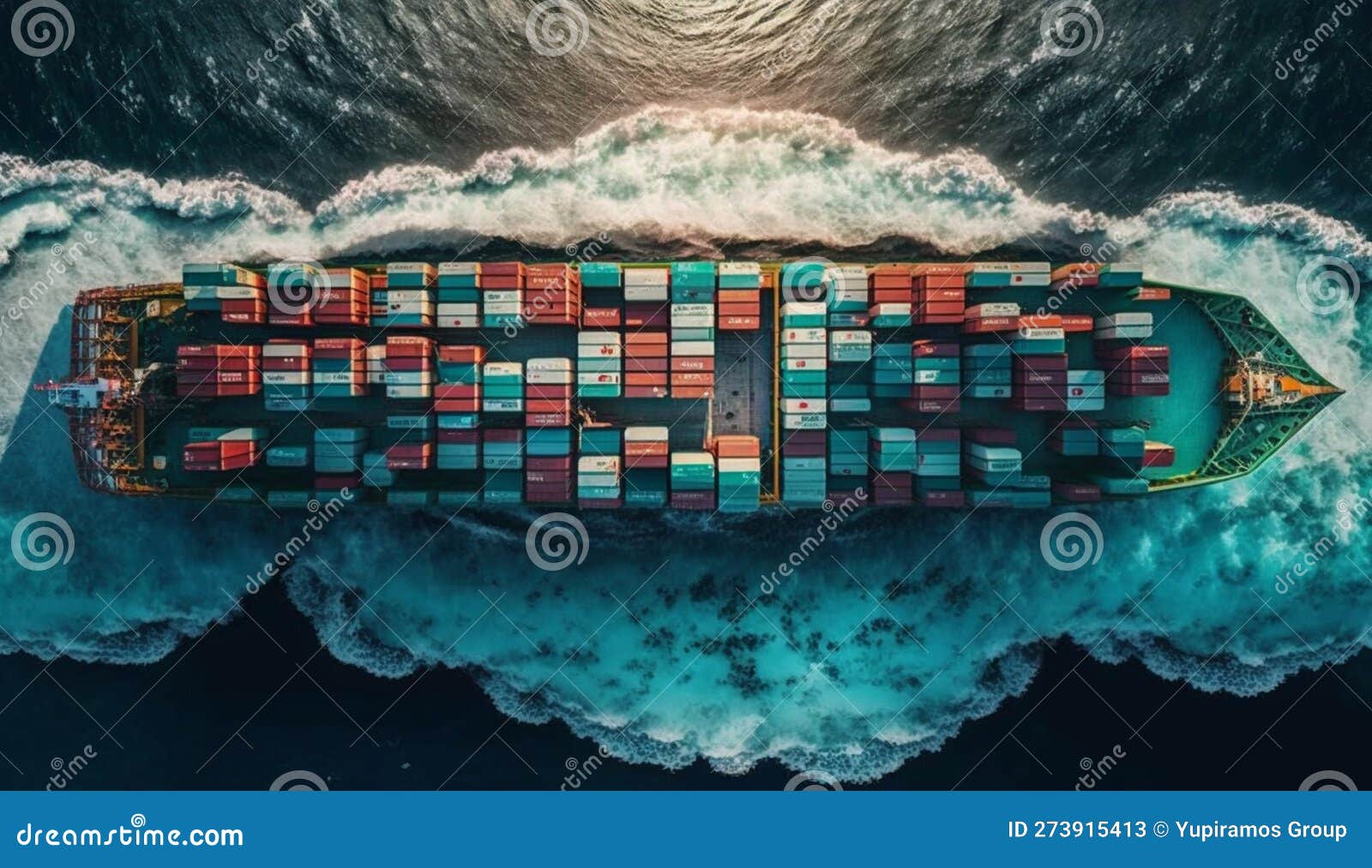 Shipping Industry High Angle View of Cargo Containers Generated by AI ...