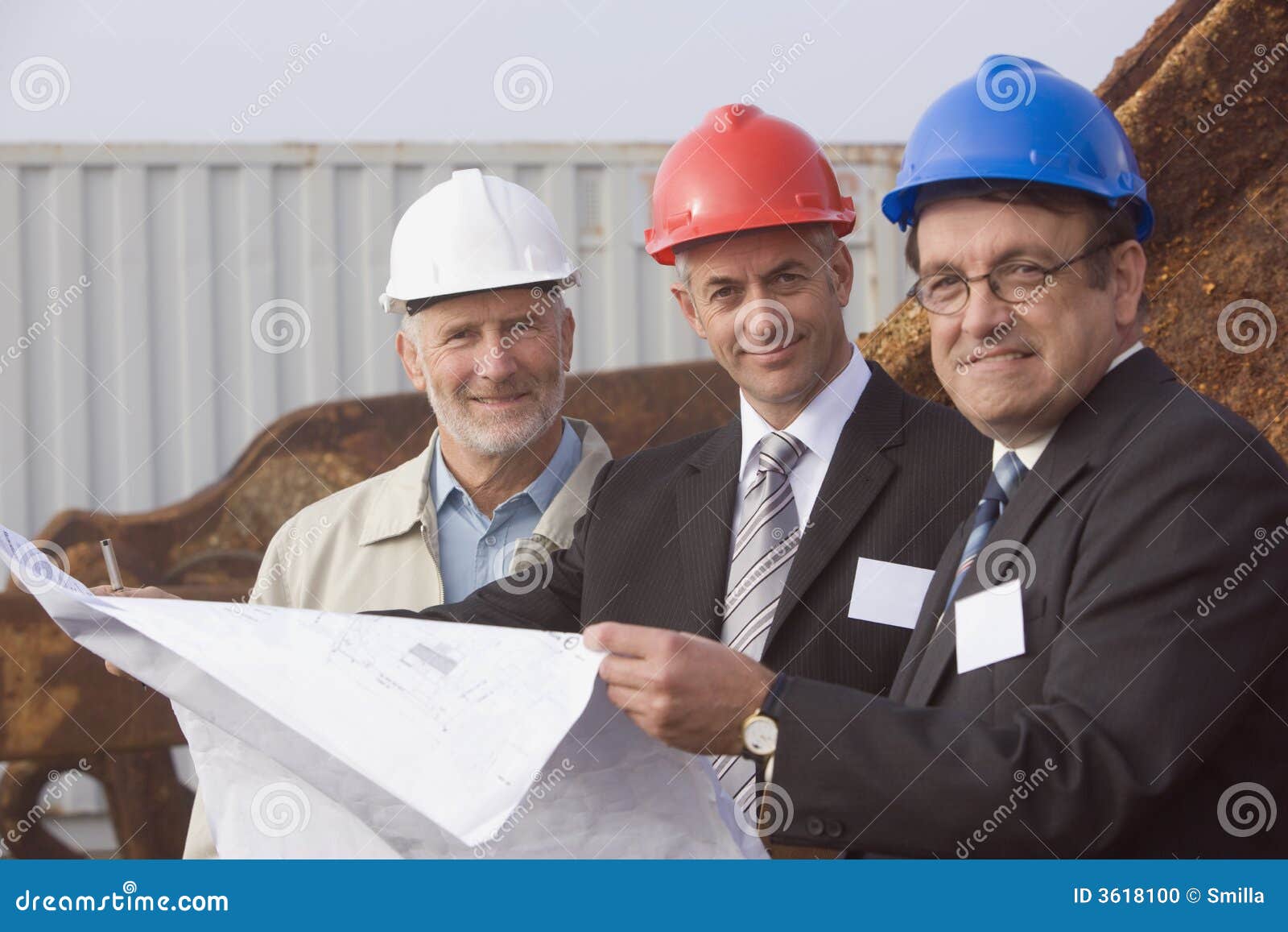 Shipping Inspection Engineers with Plans Stock Photo - Image of worker ...