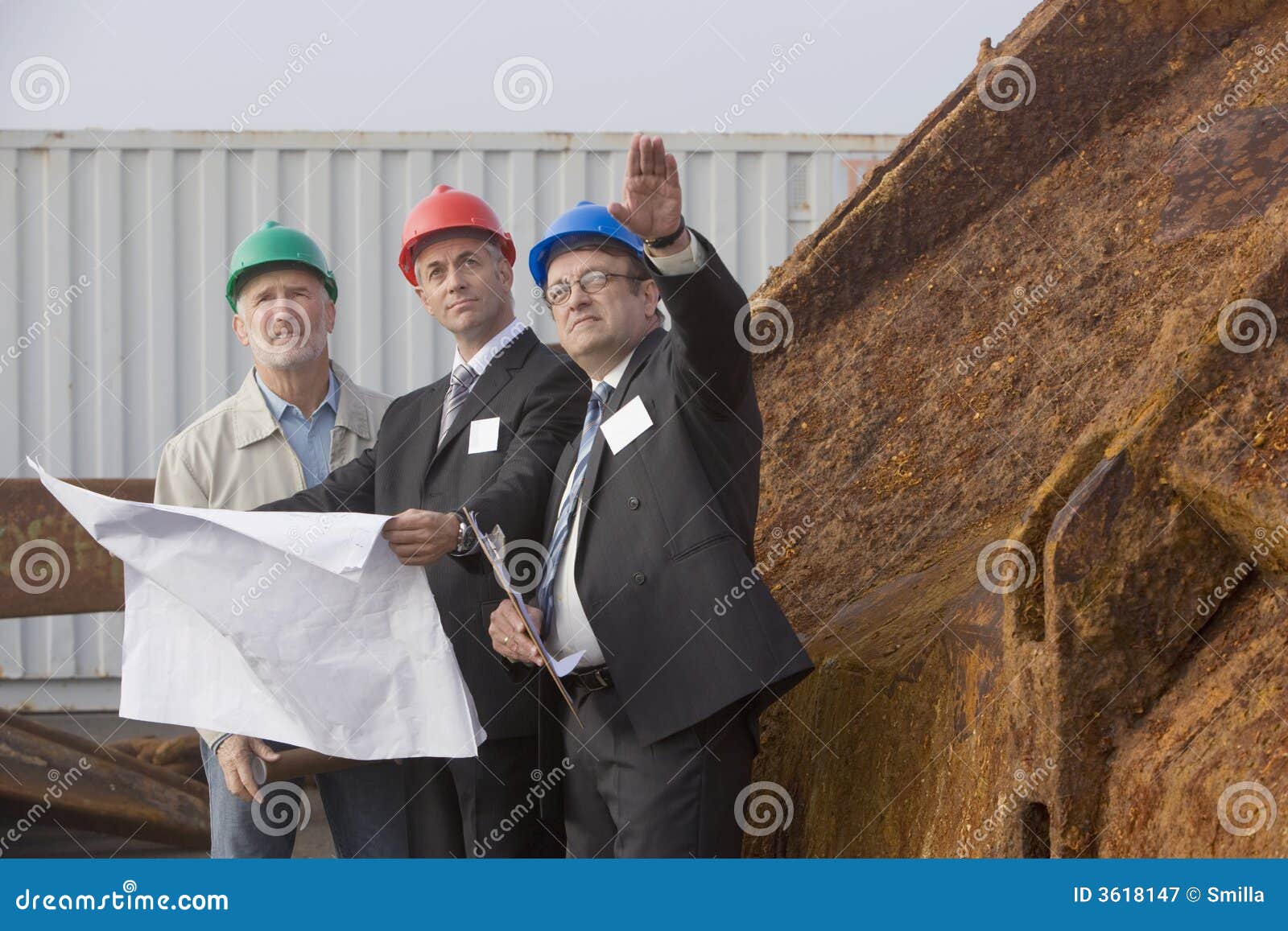 Shipping Inspection Engineers with Plans Stock Image - Image of ...