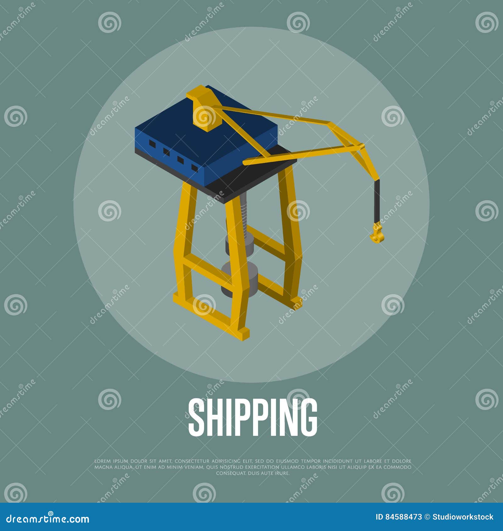Container Loader Gantry Crane Ship Vessel Cartoon Vector ...
