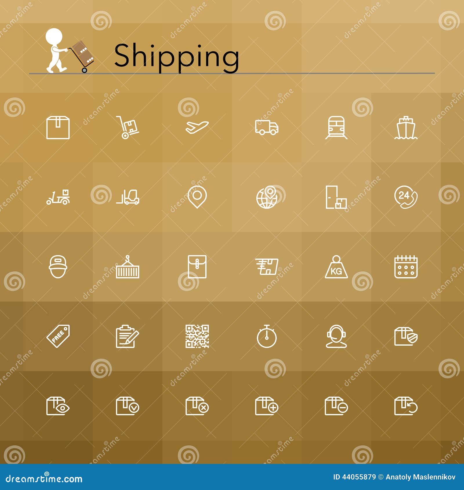 Shipping Line Icons stock vector. Illustration of delivery - 44055879