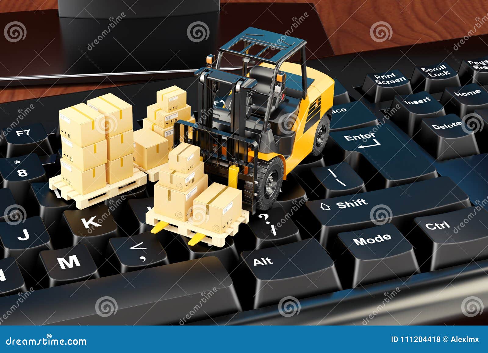 Shipping and Logistics Concept. Computer Keyboard with Parcels a Stock ...