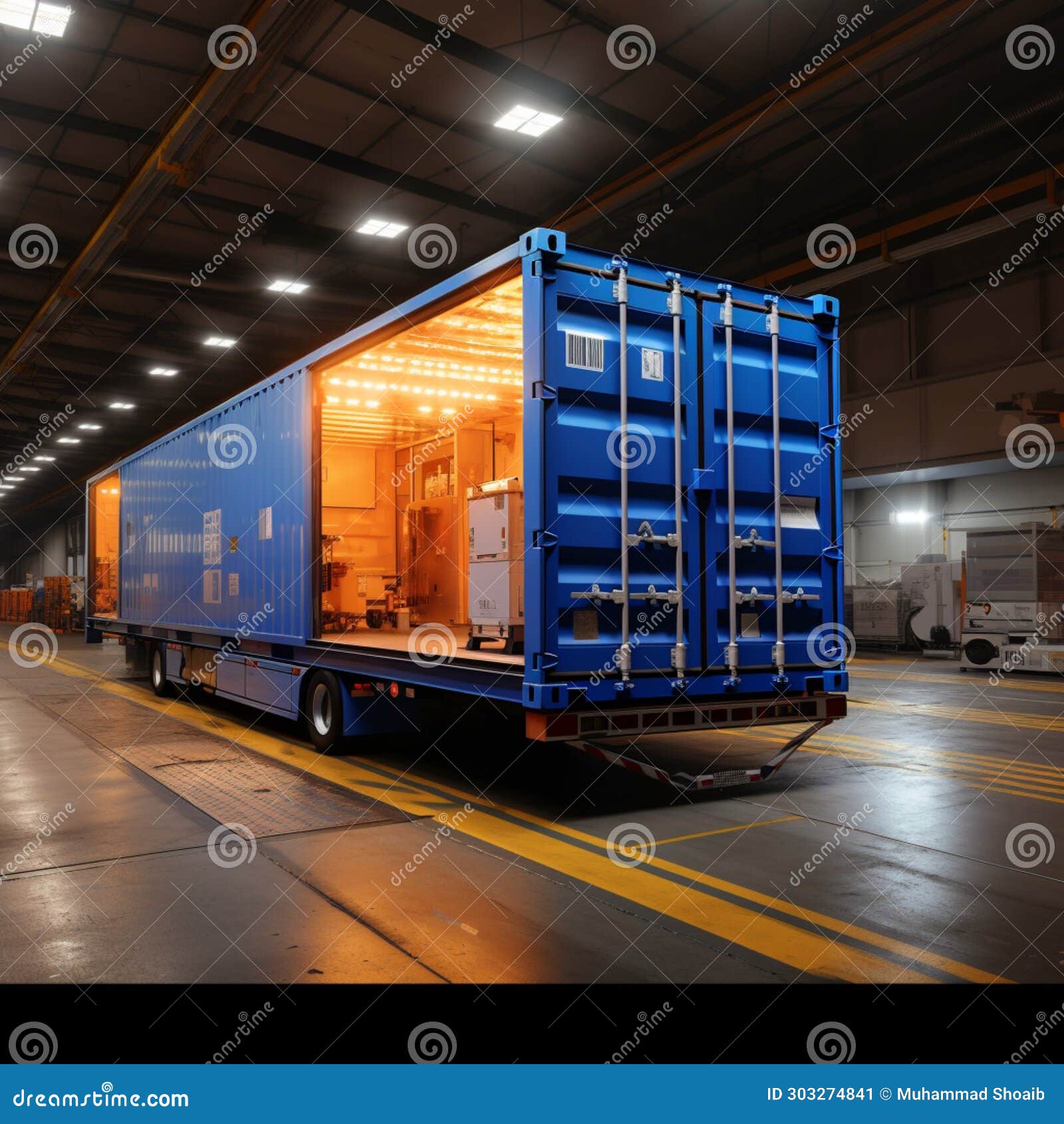 Shipping Mode Cargo Container Transportation in the Warehouse for ...