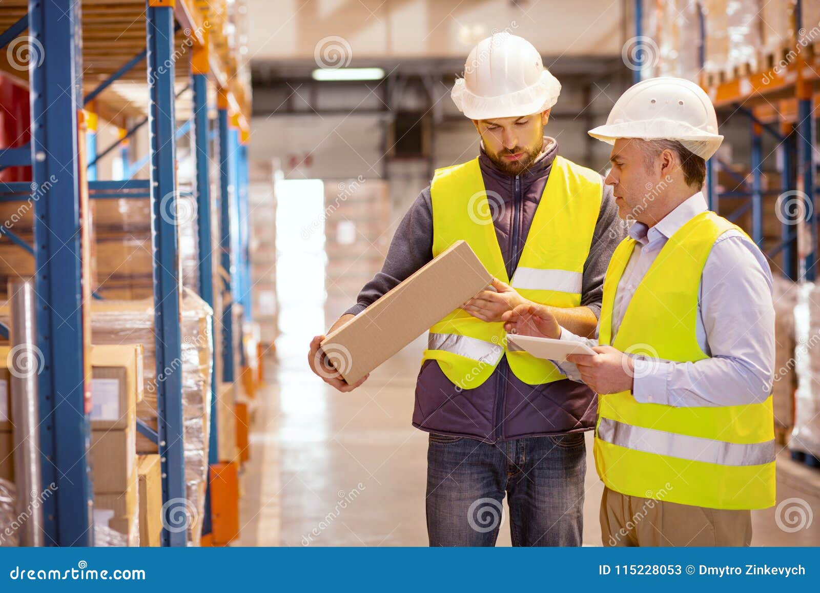 Nice Serious Men Checking the Boxes Stock Image - Image of innovative ...