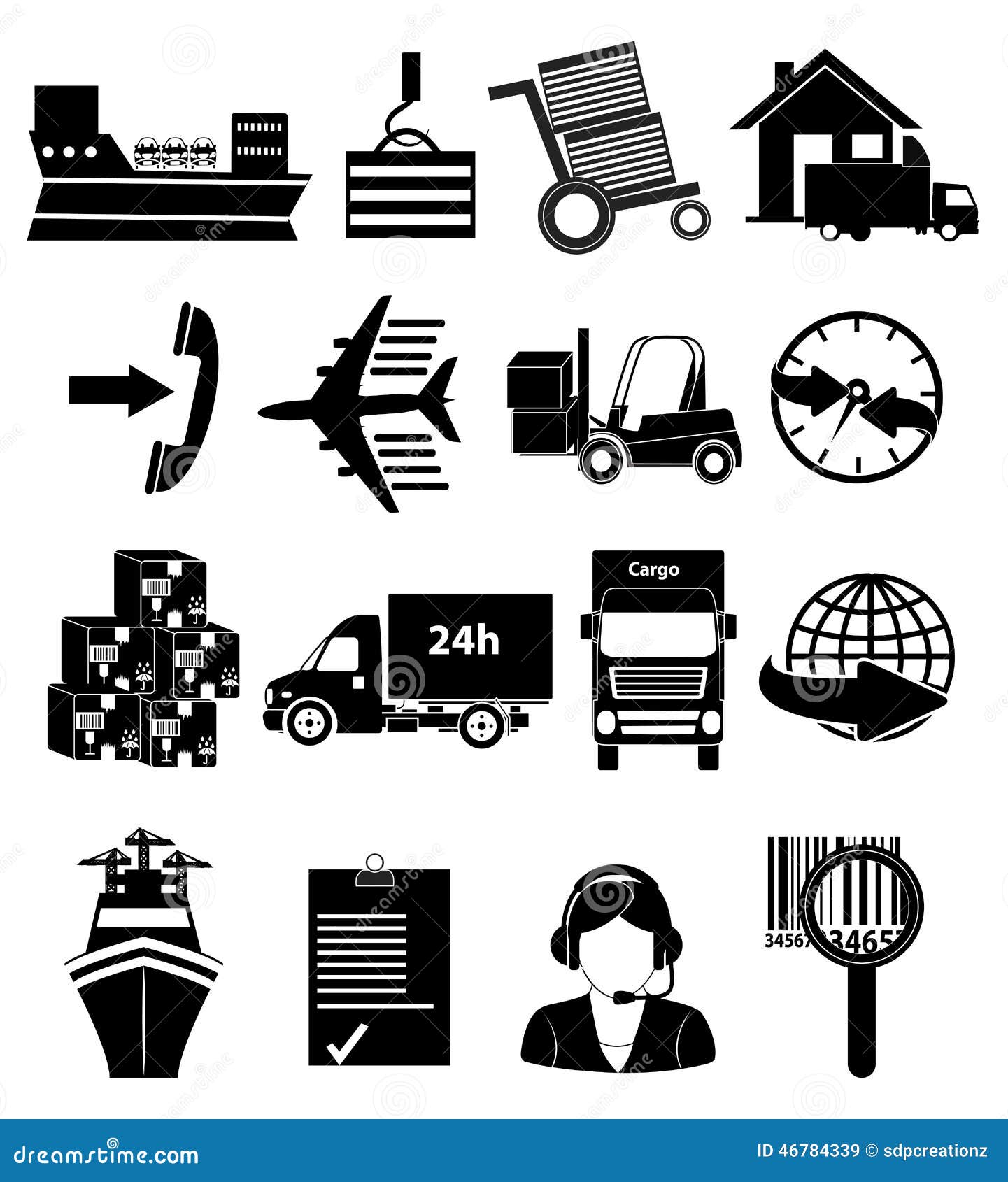 Shipping Packaging and Delivery Icons Set Stock Vector - Illustration ...