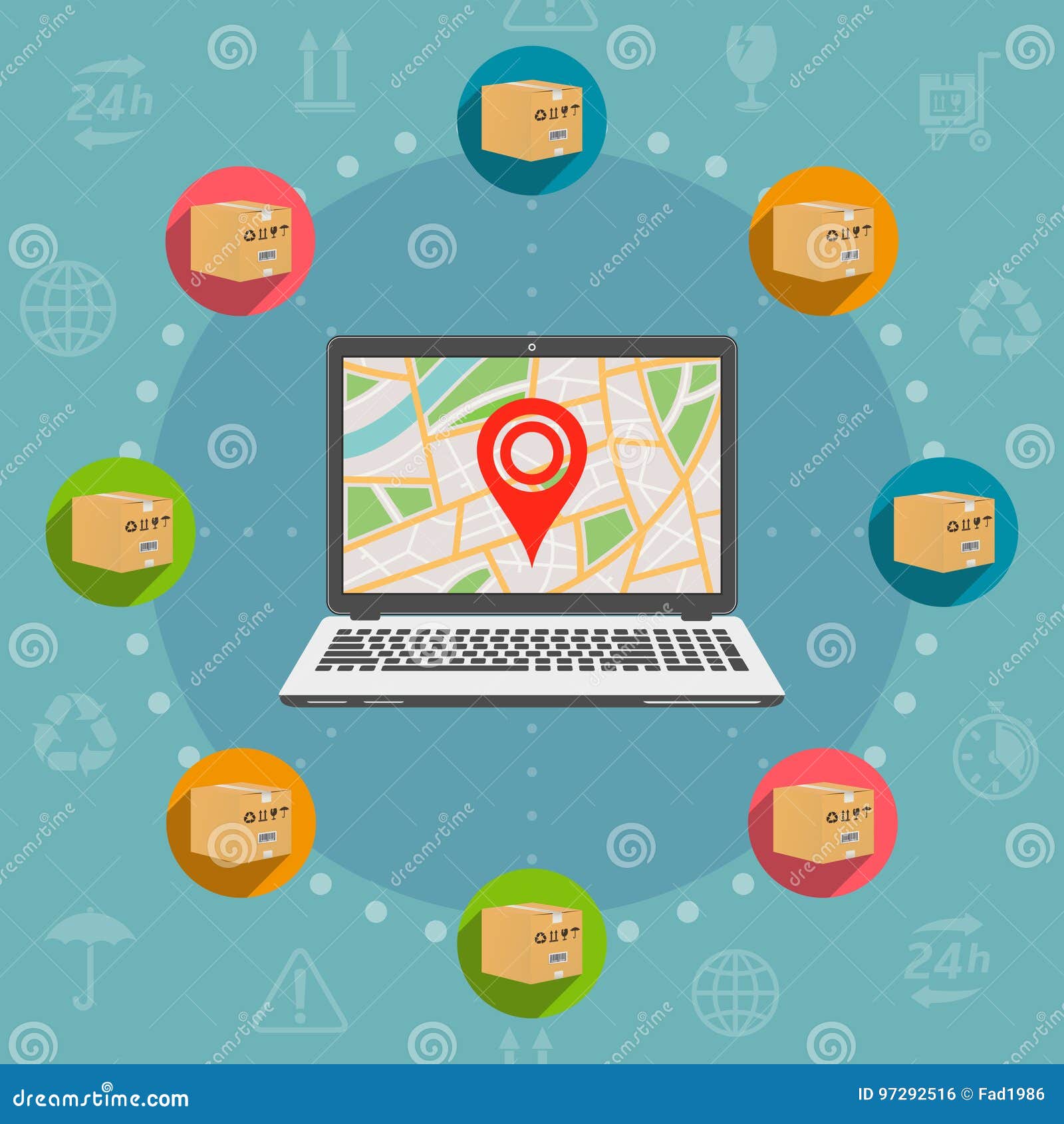 Shipping Parcel Tracking Order Flat Design Concept Stock Vector ...