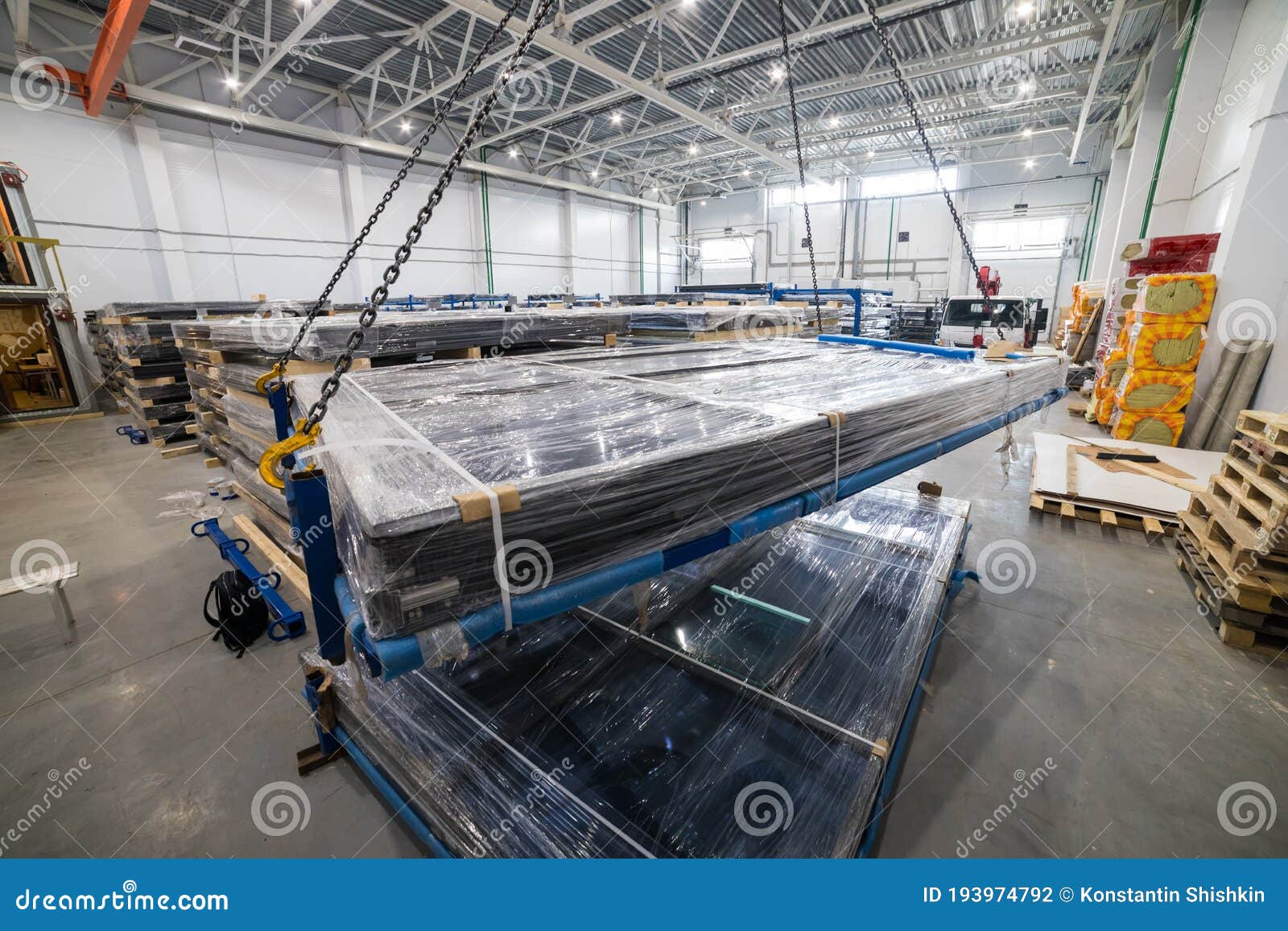 Shipping the Plastic Windows from the Warehouse Packed in Polyethylene ...