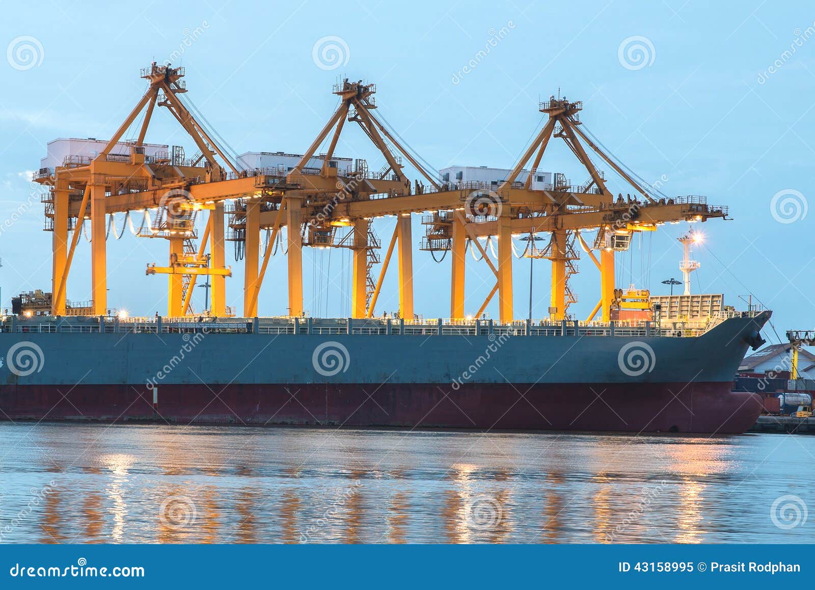Shipping Port with Crane for Container Uploading Stock Image - Image of ...