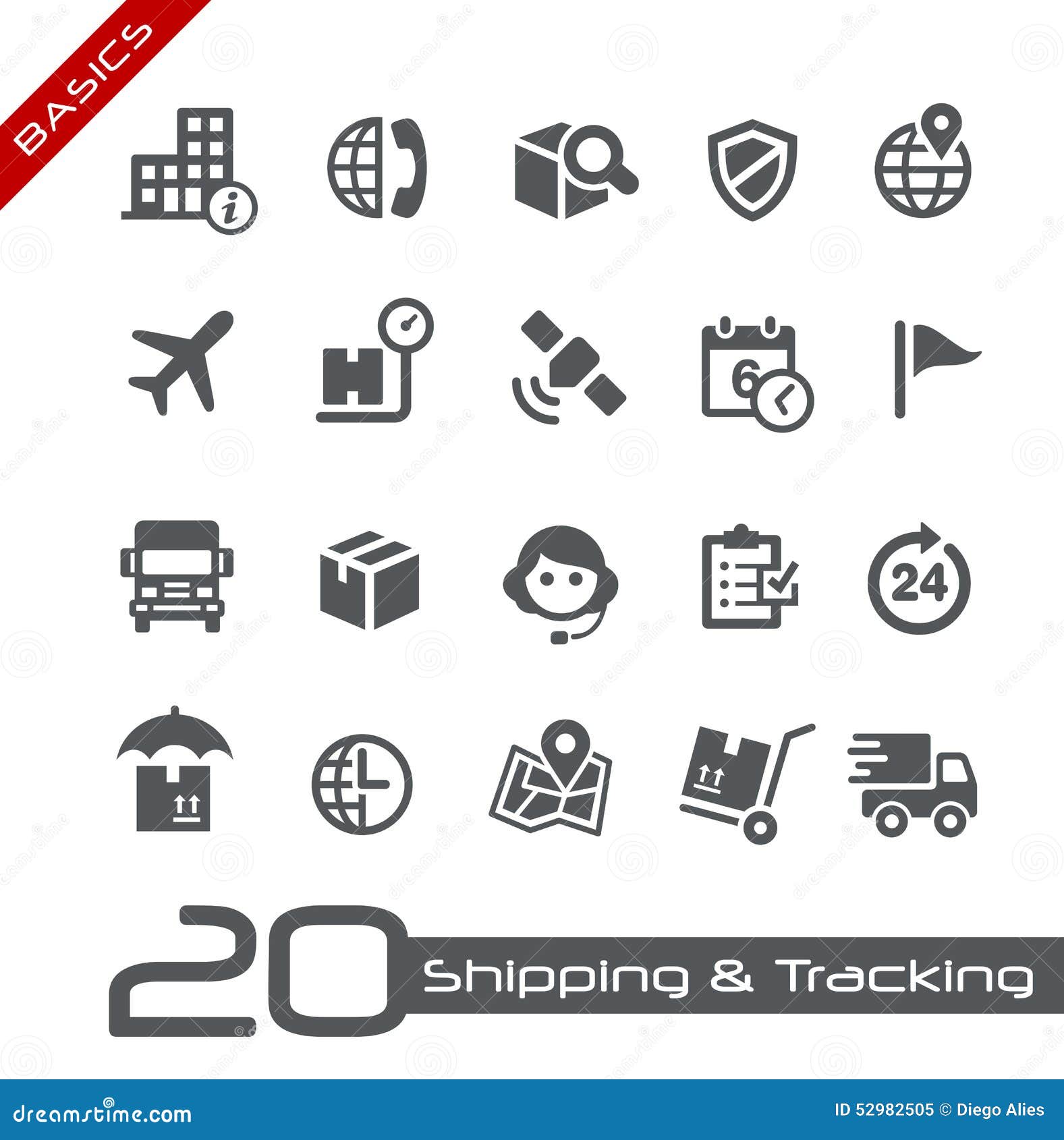 Shipping & Tracking Icons // Basics Series Stock Vector - Illustration ...