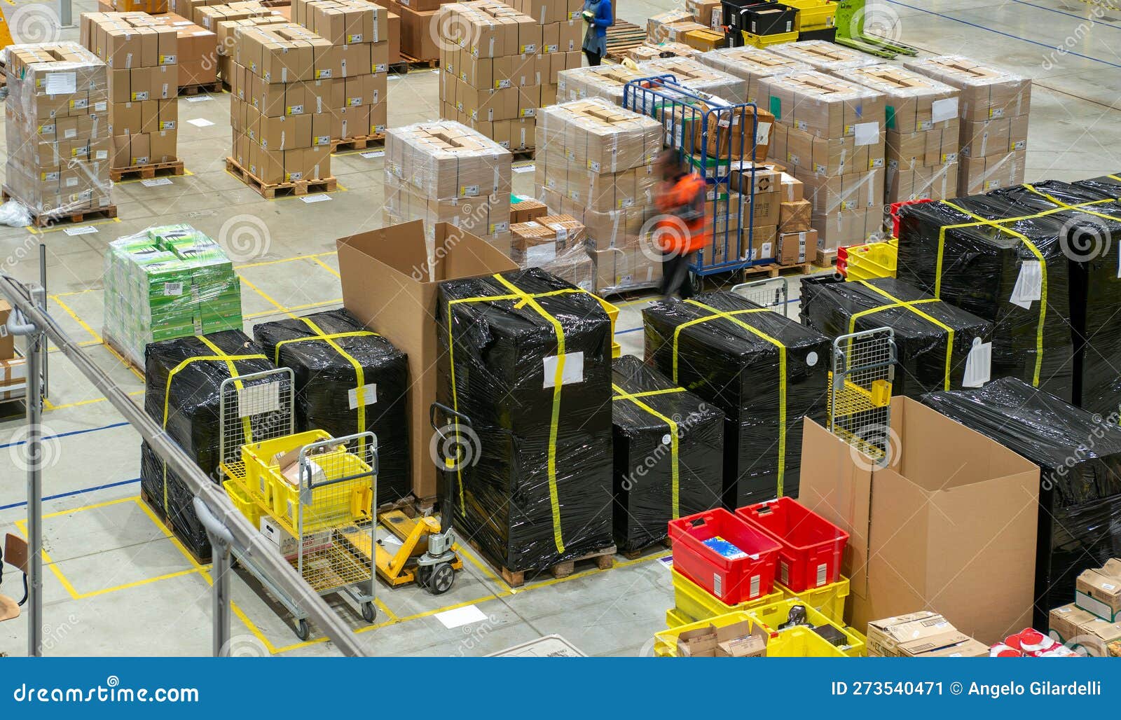 Shipping Warehouse Interior with Parcels and Cartons in Storage Stock ...