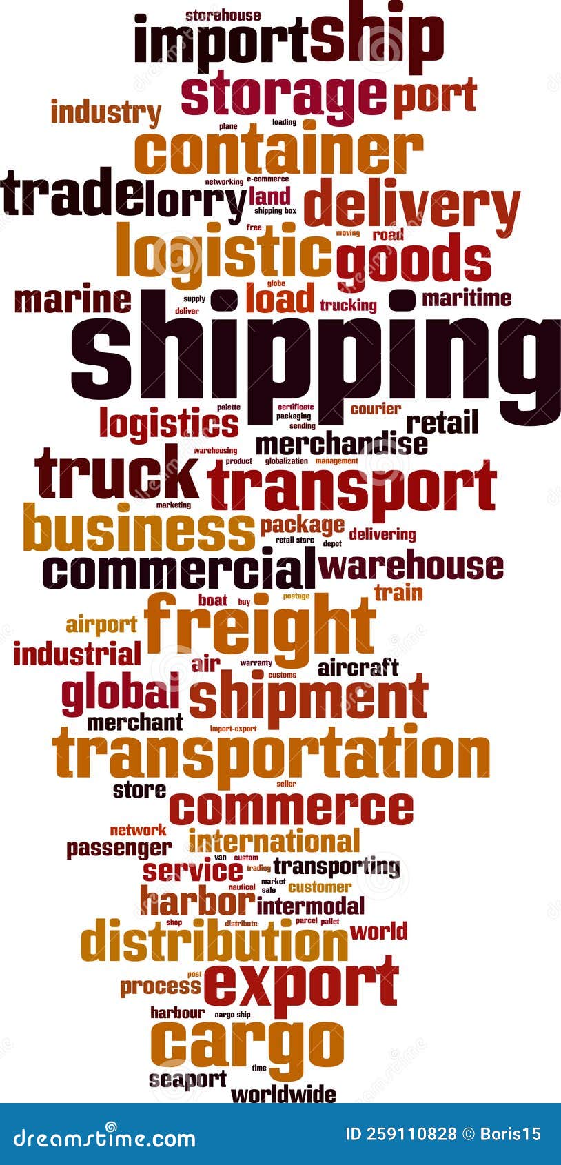 Shipping word cloud stock vector. Illustration of international - 259110828