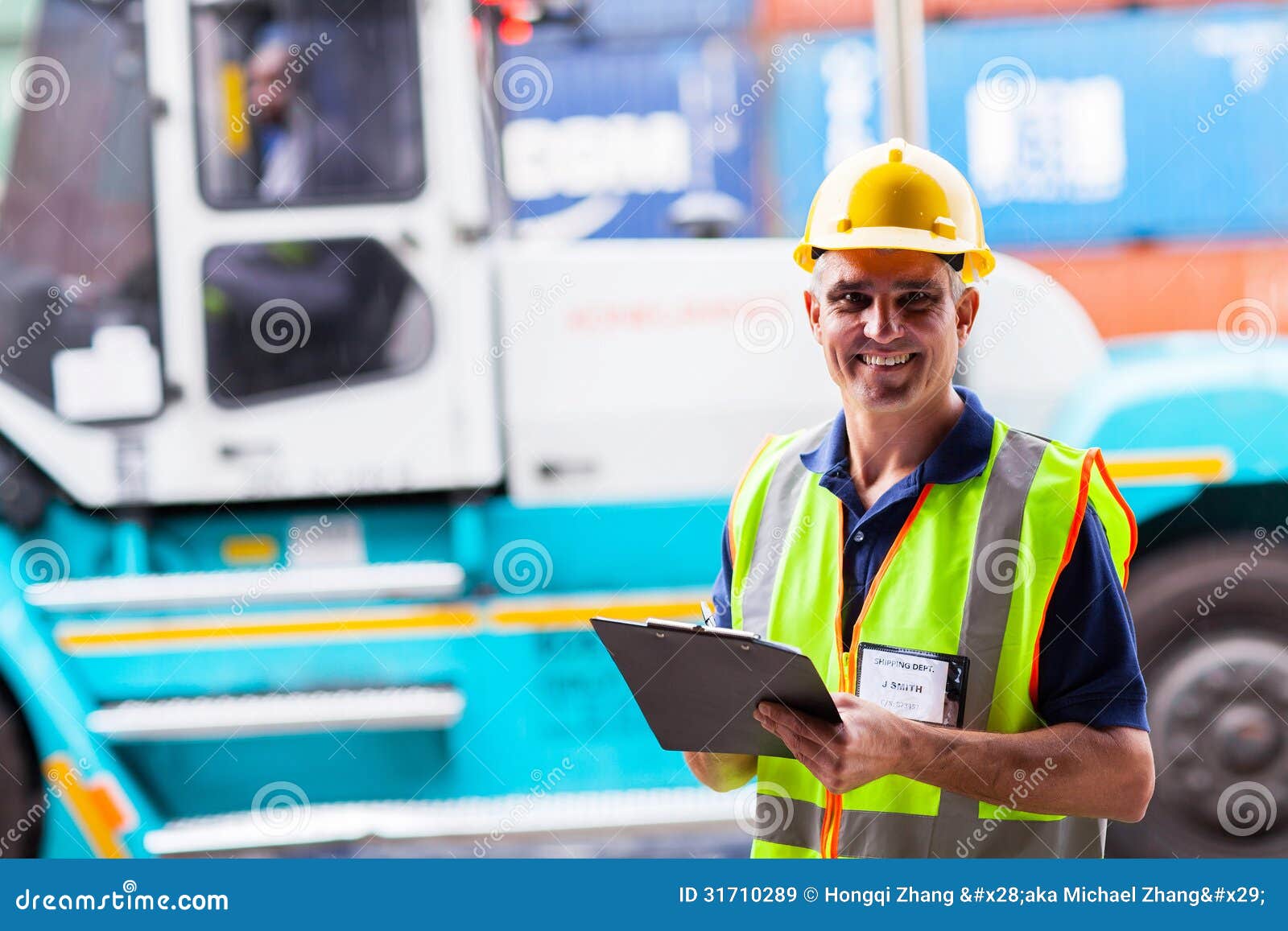 Shipping worker forklift stock image. Image of harbor - 31710289