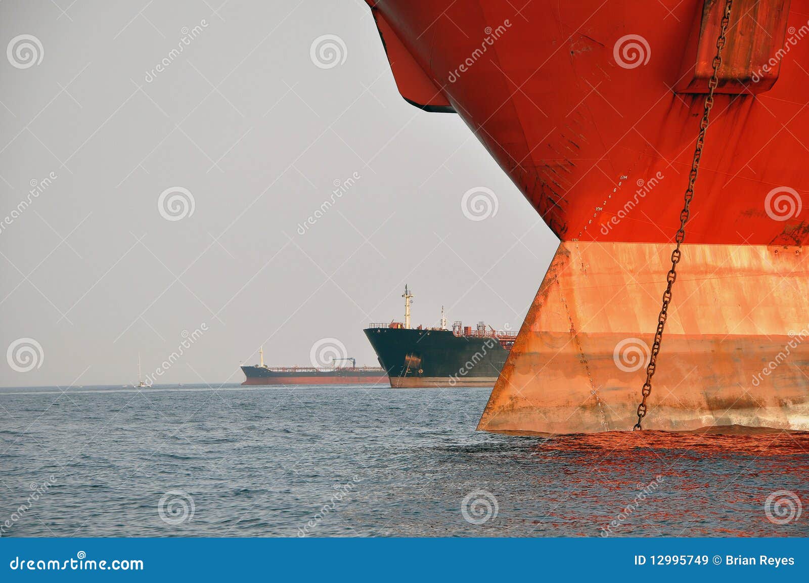 Ships at anchor stock image. Image of merchant, anchor - 12995749