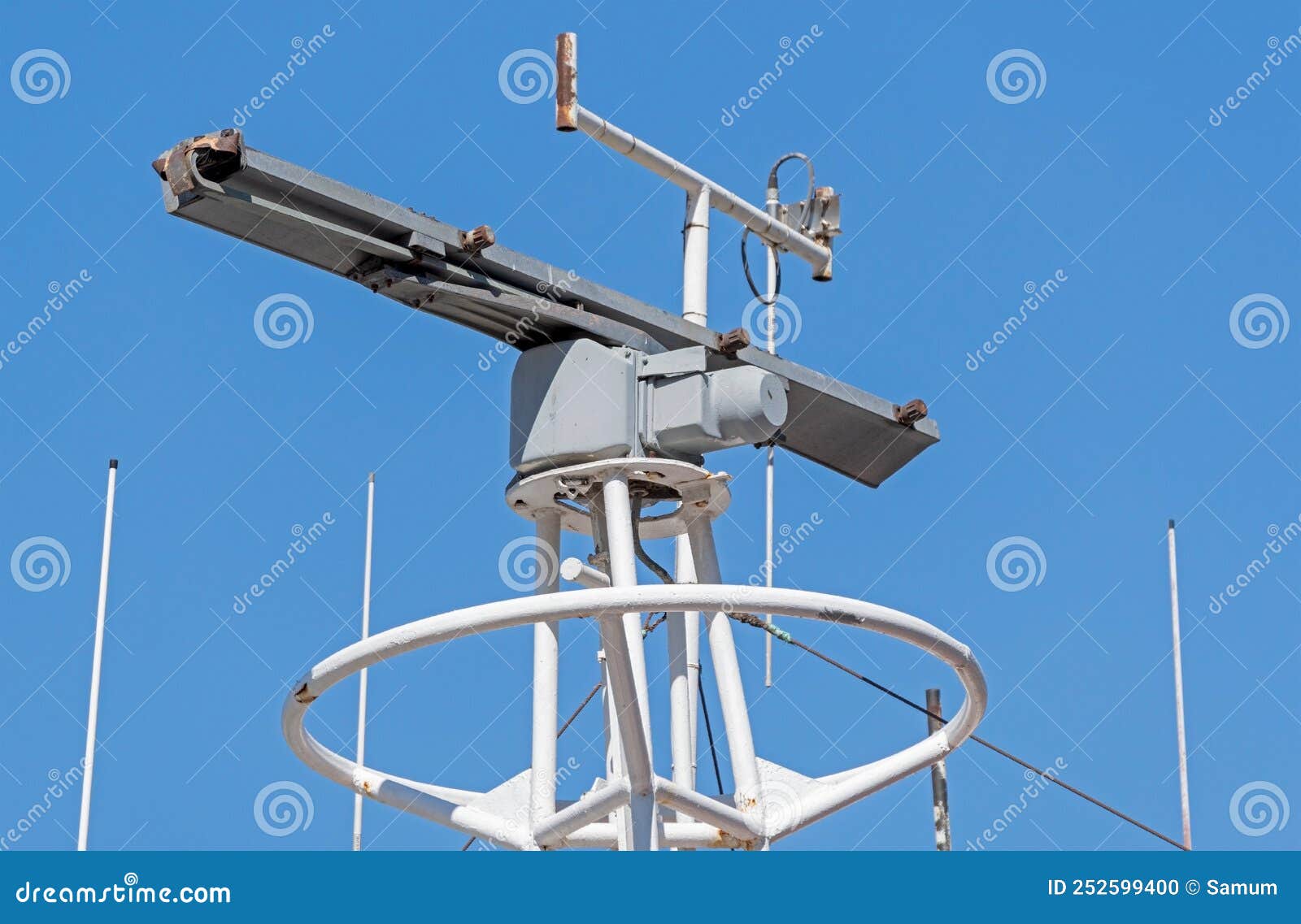 Ships Antenna and Navigation System in a Sky Stock Photo - Image of ...