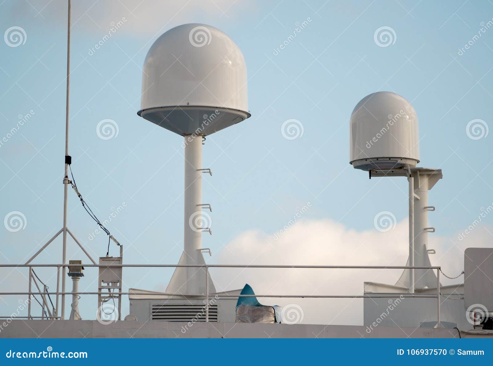 Ships Antenna and Navigation System in a Sky Stock Photo - Image of ...